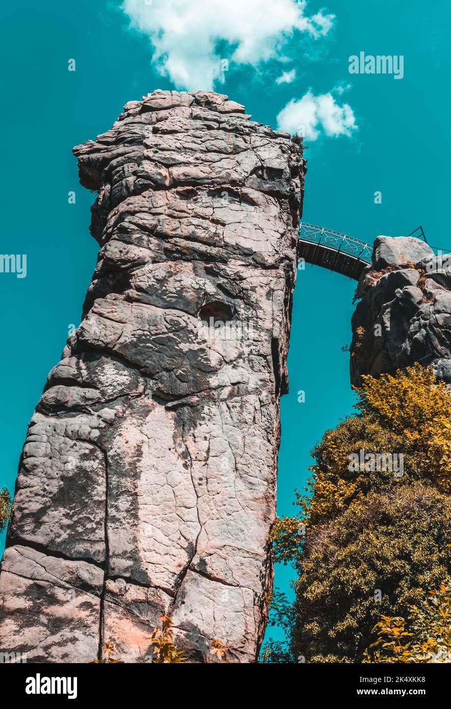 Externsteine the sandstone rock formation in the Teutoburg Forest Stock ...