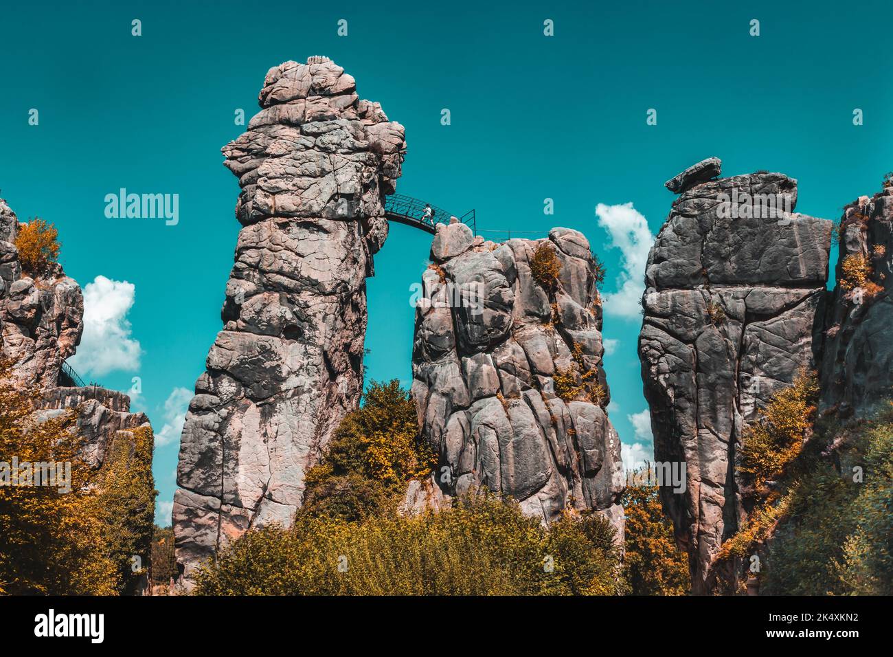 Externsteine the sandstone rock formation in the Teutoburg Forest Stock ...
