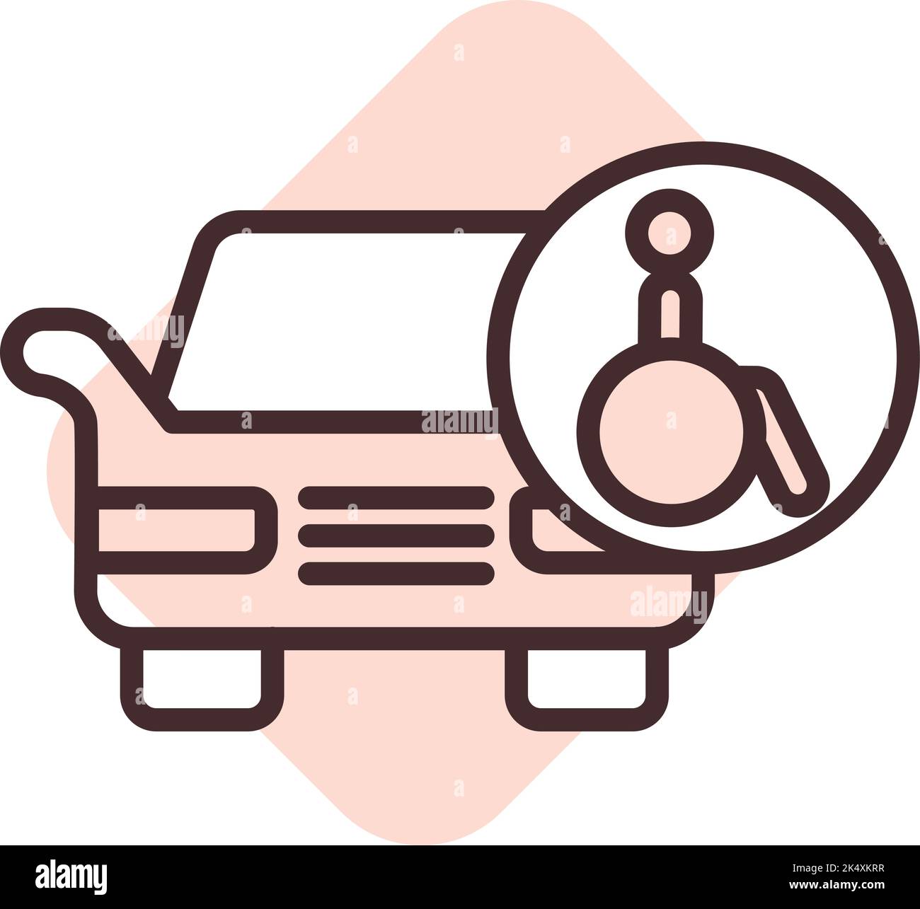 Disability car, illustration, vector on a white background Stock Vector ...