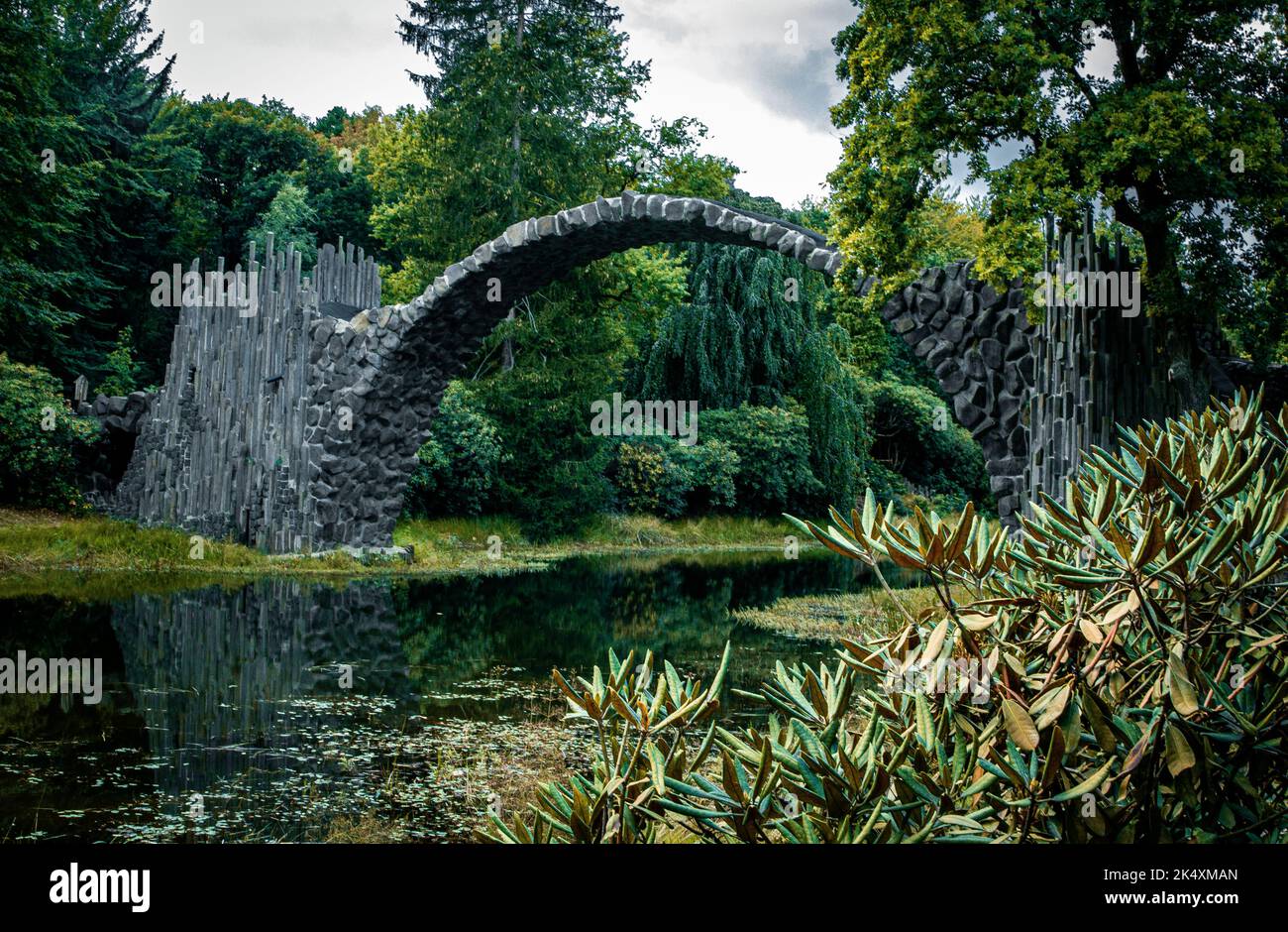 Rakotz bridge in the azalea and rhododendron park Kromlau at the Rakotz ...