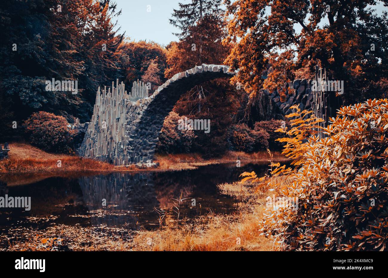 Rakotz bridge in the azalea and rhododendron park Kromlau at the Rakotz ...