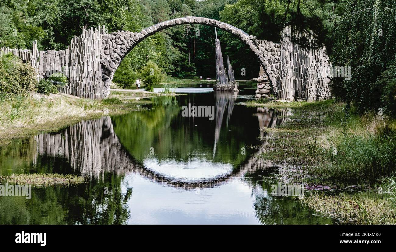 Rakotz bridge in the azalea and rhododendron park Kromlau at the Rakotz ...