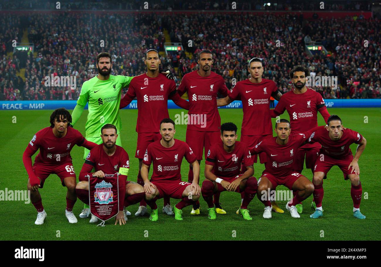 Liverpool pose for a team photo prior to the UEFA Champions League ...