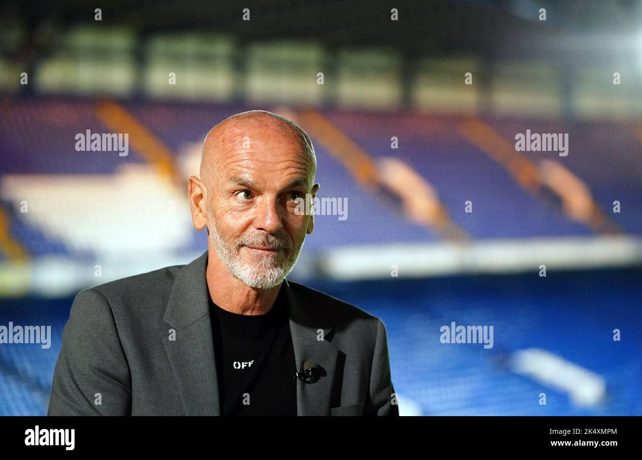 AC Milan manager Stefano Pioli during a press conference at Stamford ...