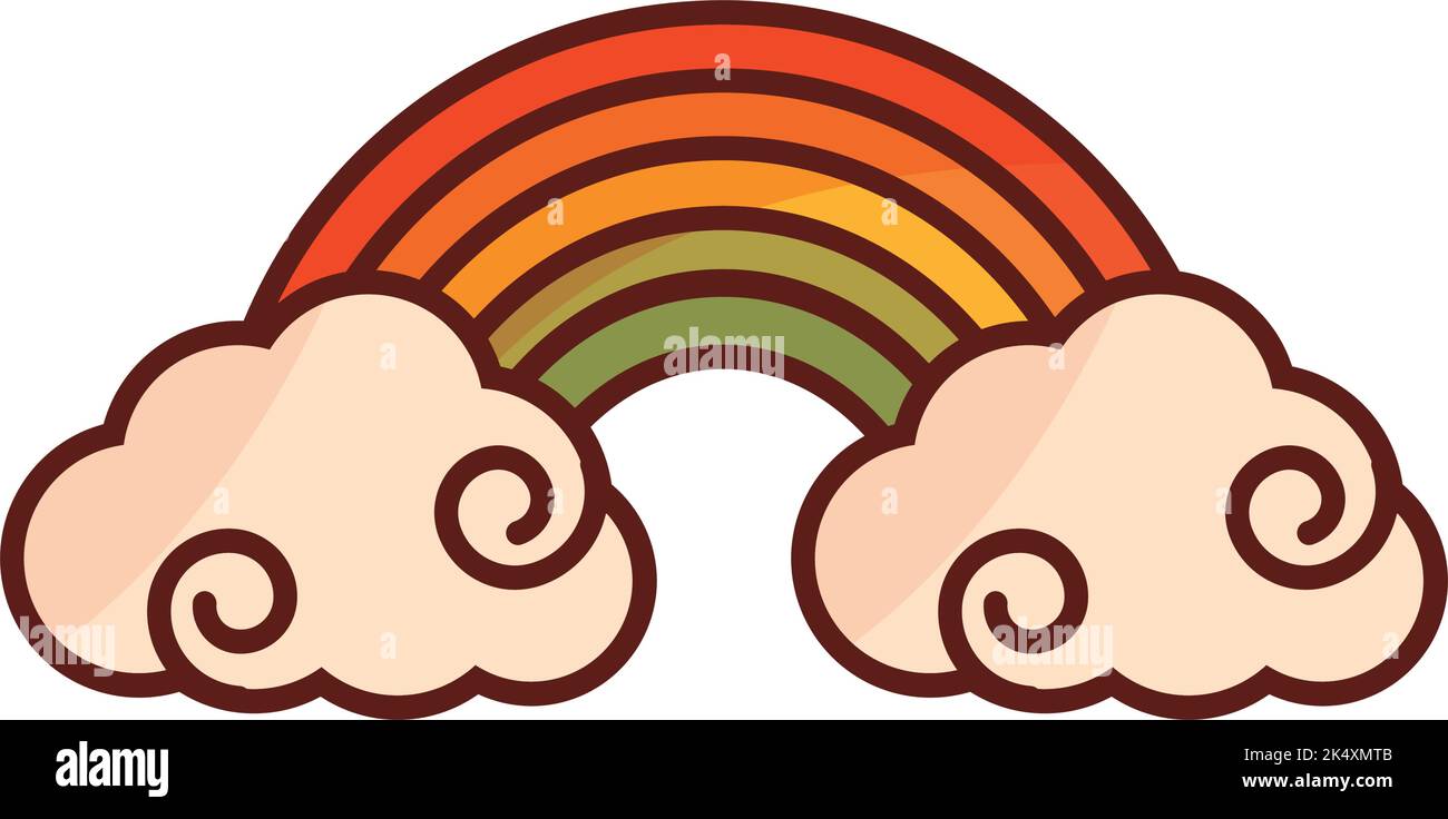 rainbow and clouds cartoon retro Stock Vector Image & Art - Alamy