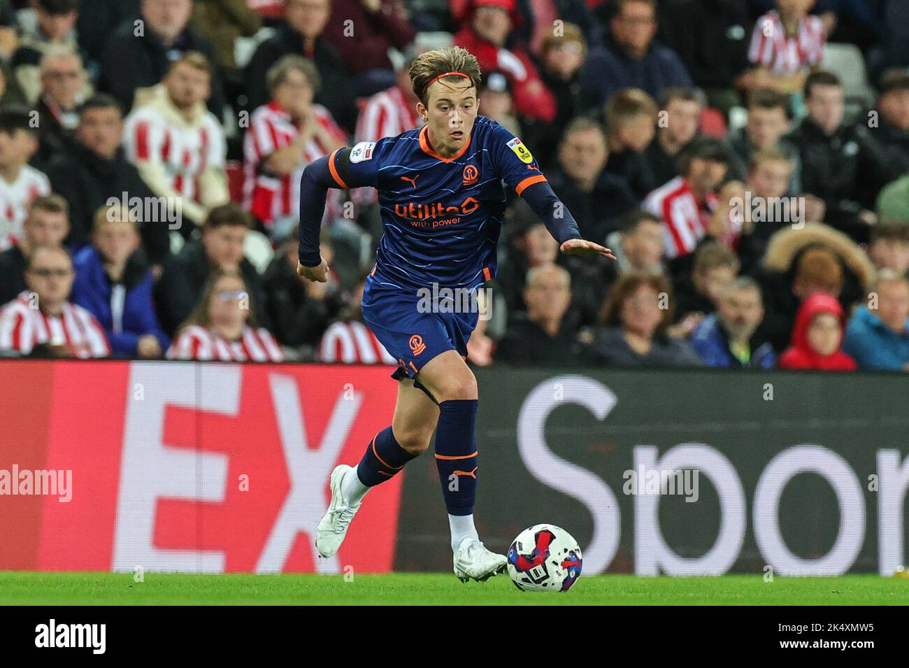 Callum Wright #24 of Blackpool in action during the Sky Bet ...