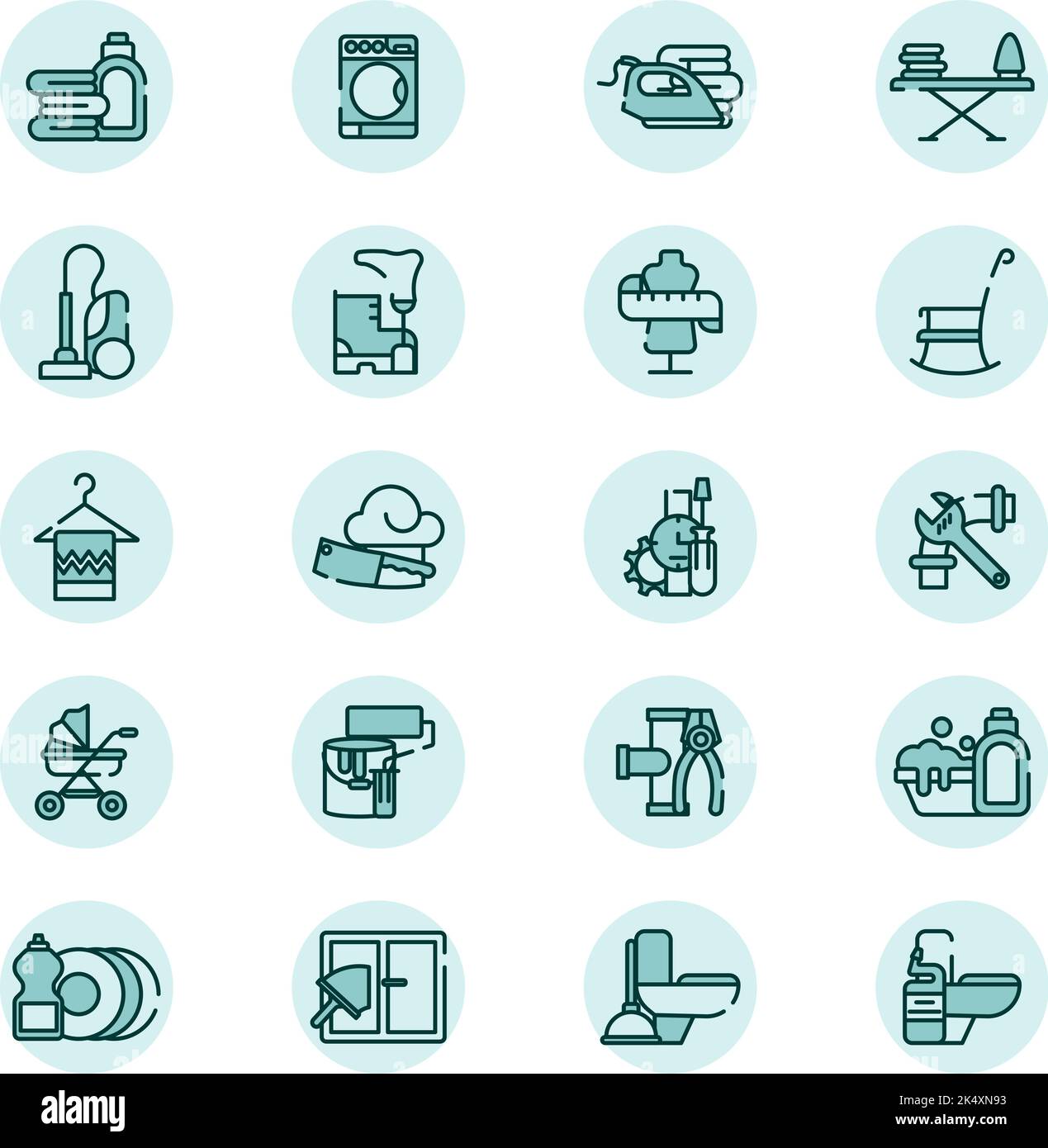 House service icon set, illustration, vector on a white background ...