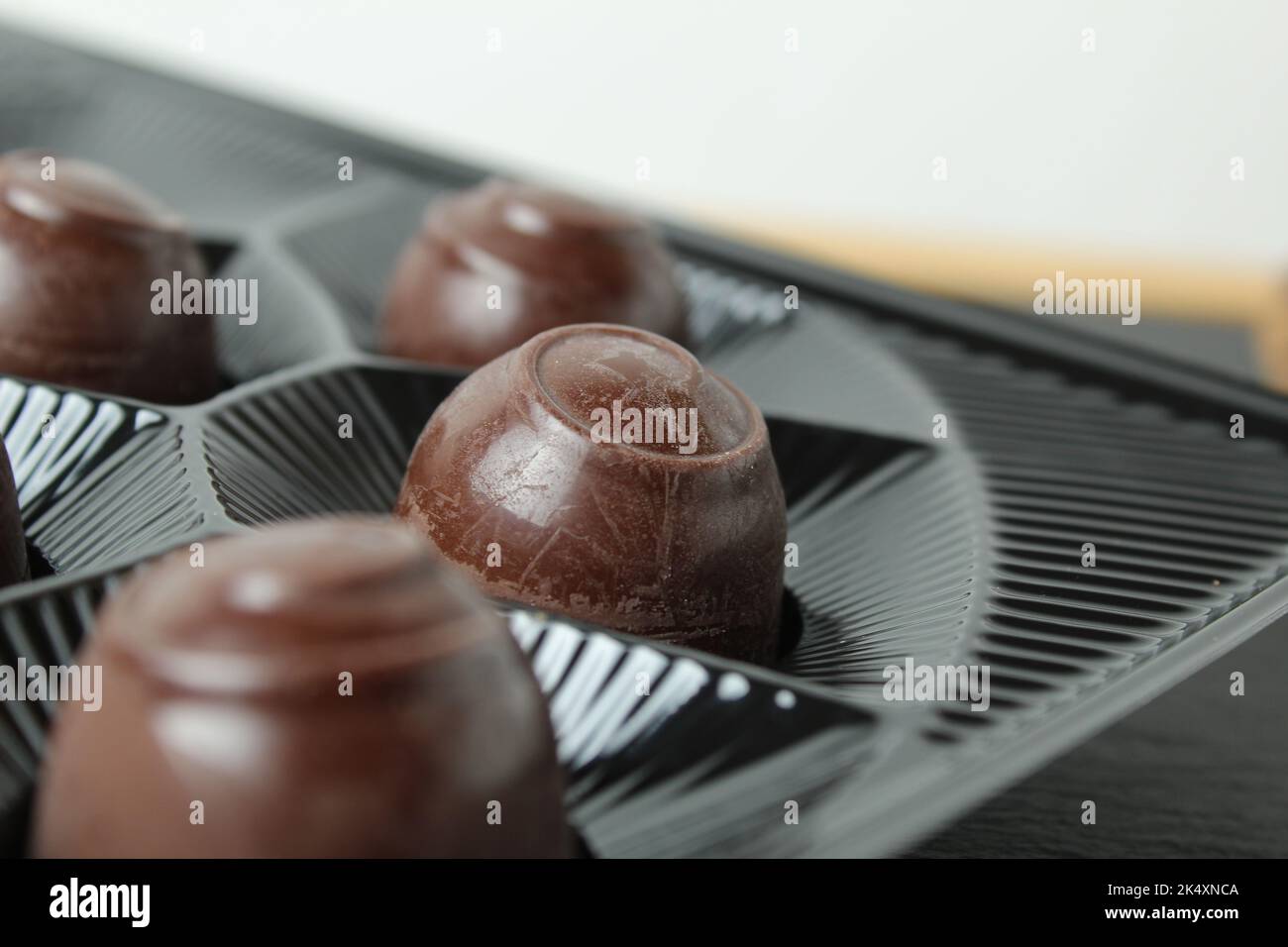 Chocolate candy cases are in a candy blister. Shopping candy sweet day ...