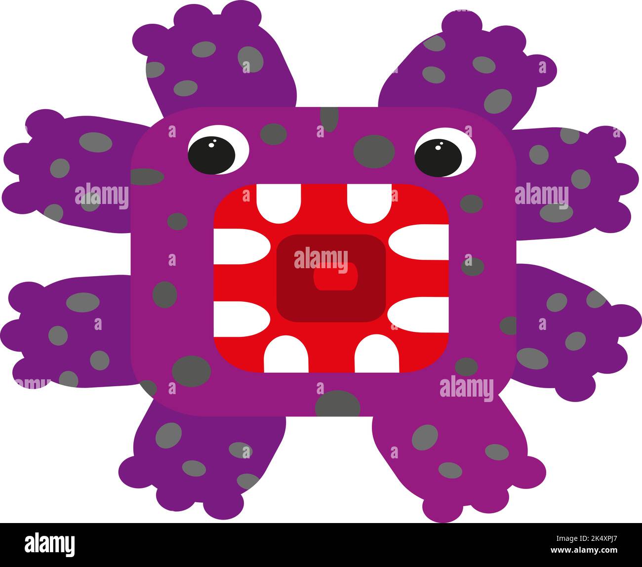 Monster with eight legs, illustration, vector on a white background ...