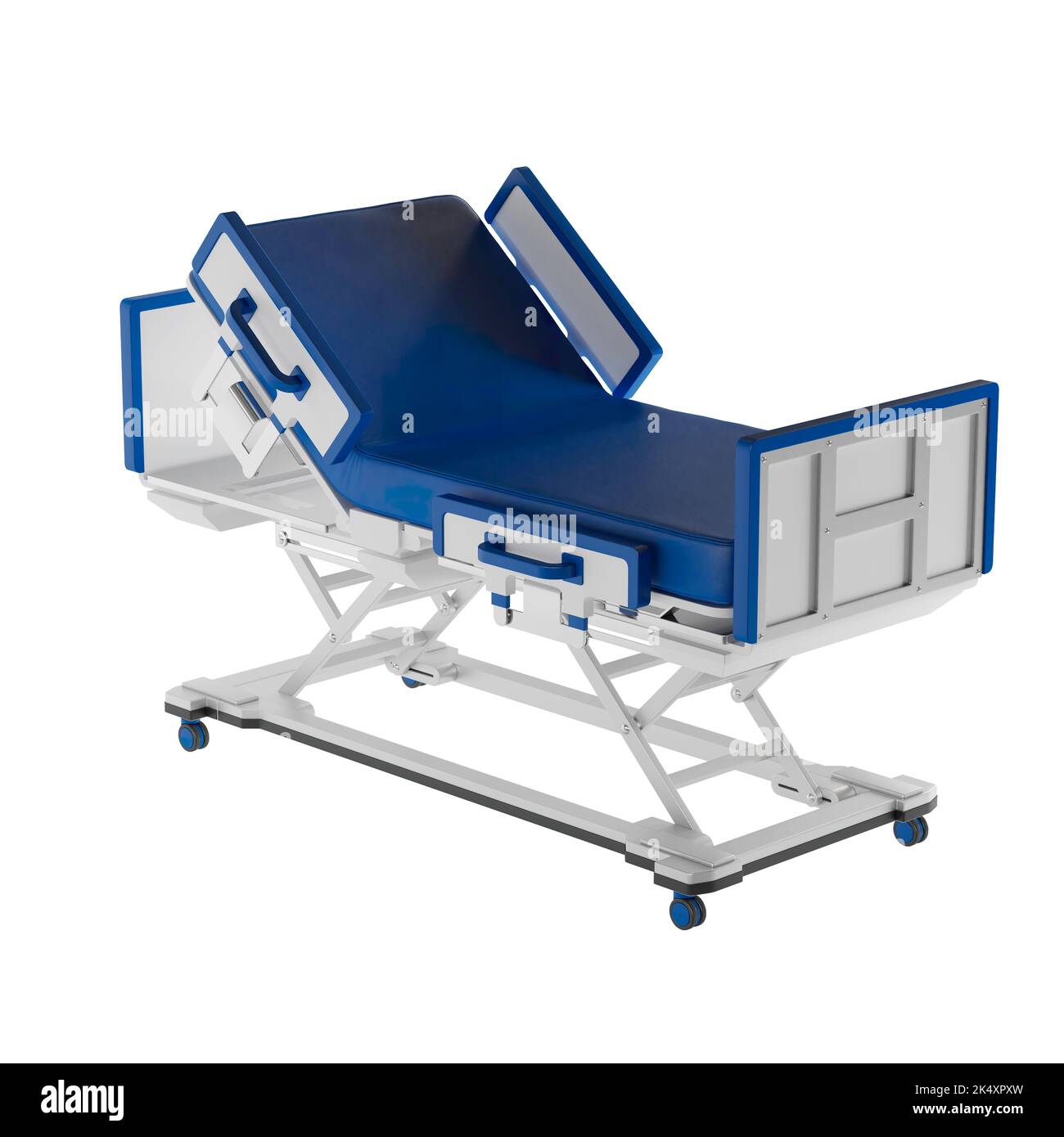 An isolated hospital bed against a white background Stock Photo - Alamy