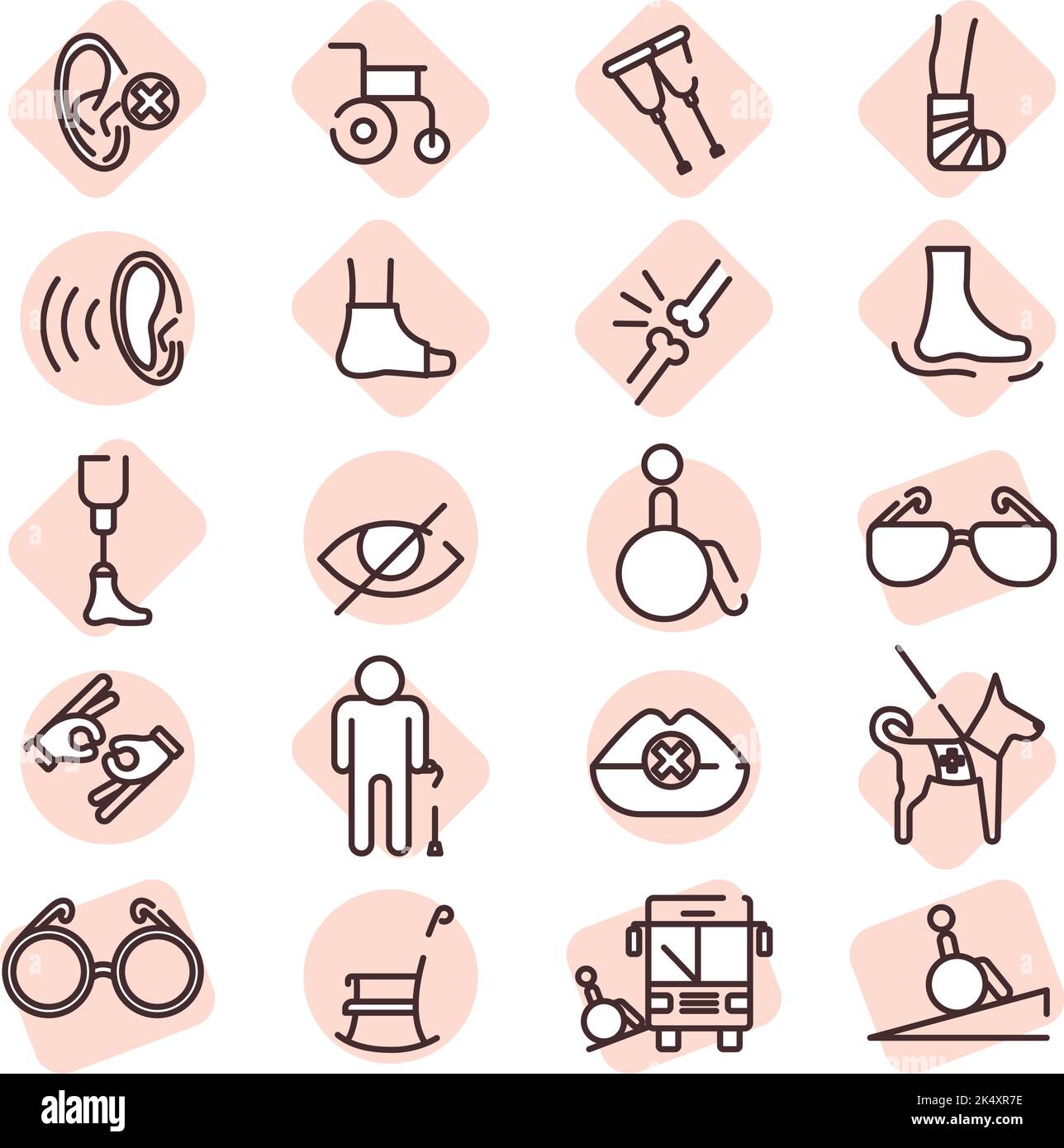 Peoples disabilities, illustration, vector on a white background Stock ...