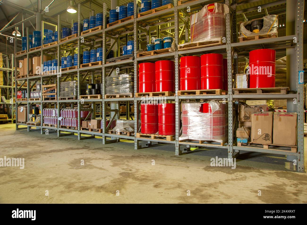 A warehouse with industrial metal barrels Stock Photo - Alamy
