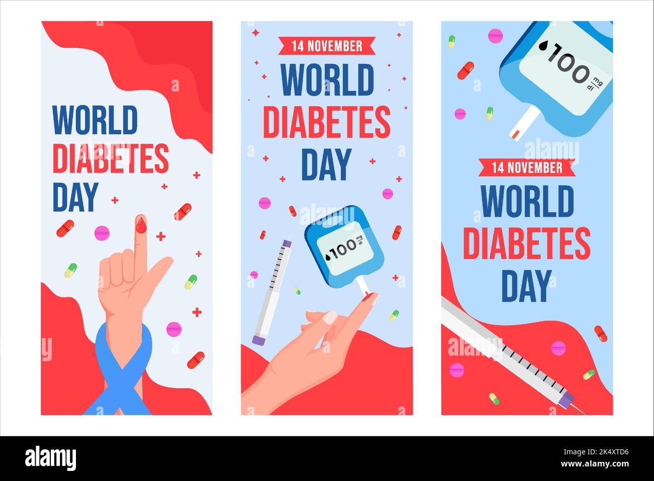Flat World Diabetes Day Vertical Banner Set Stock Vector Image And Art