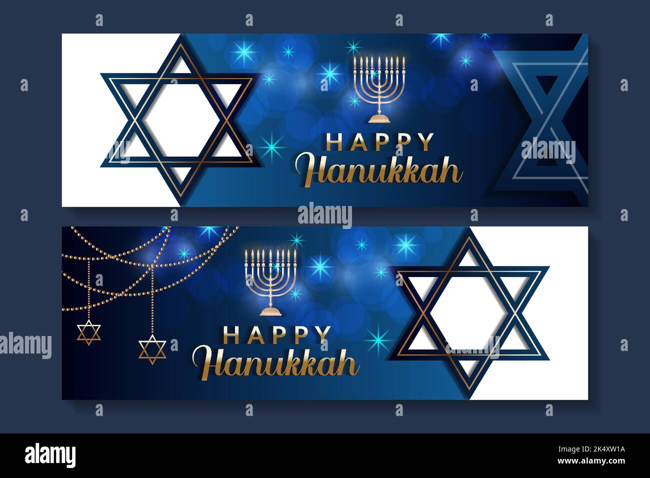 collection happy hanukkah horizontal banner Stock Vector Image & Art ...