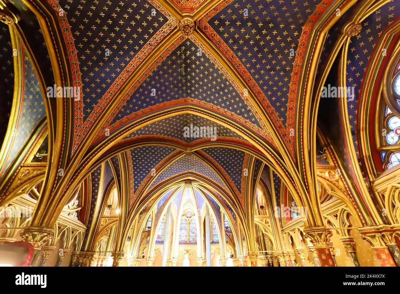 Interior view of the Holy Chapel -Sainte Chapelle in Paris, France ...