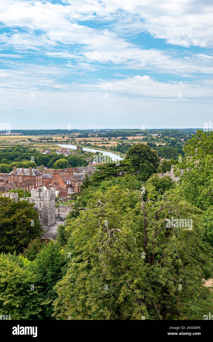 Looking south over the historic town of Arundel featuring the River ...
