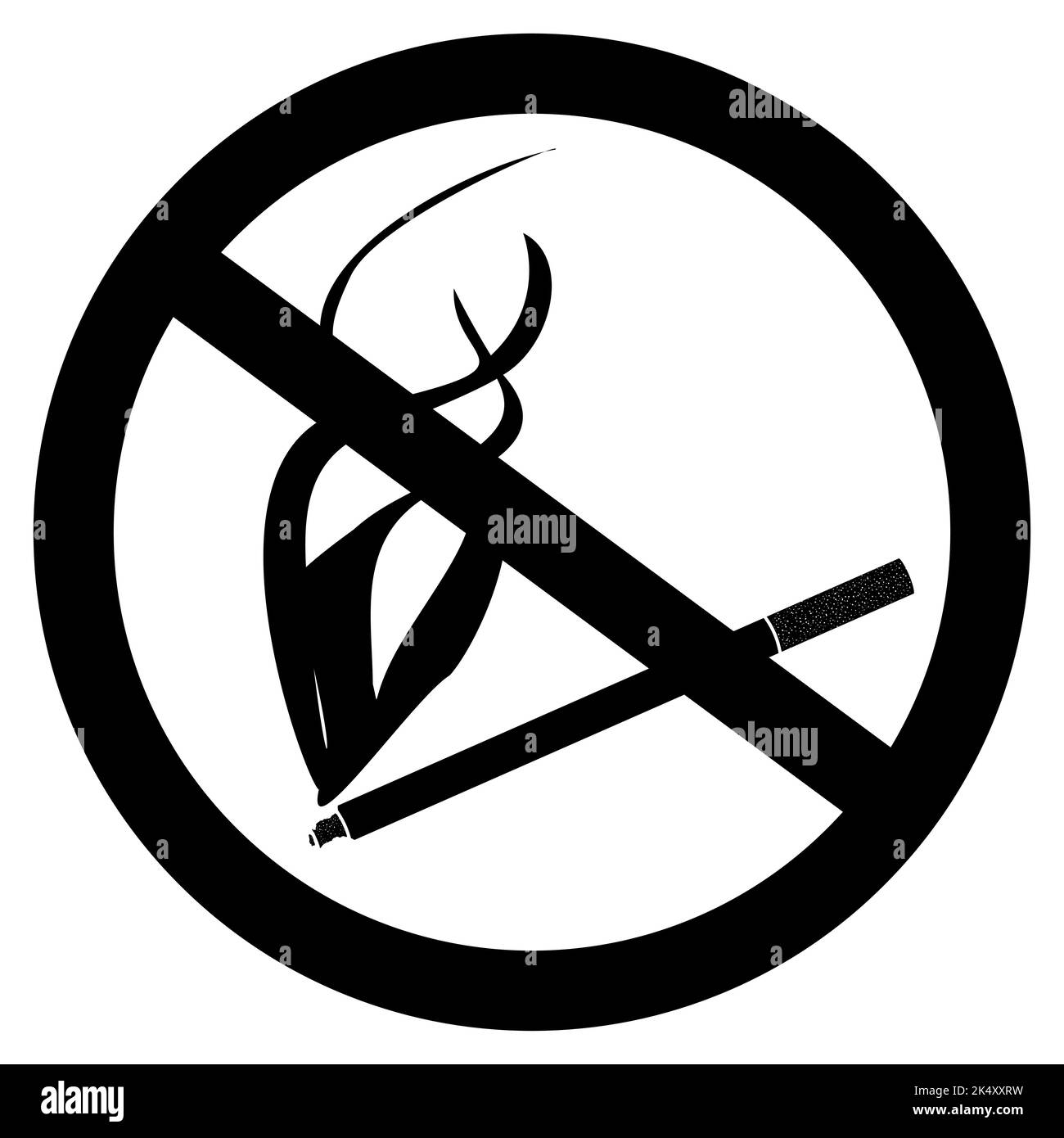 No smoking sign silhouette with crossed out cigarette and smoke ...