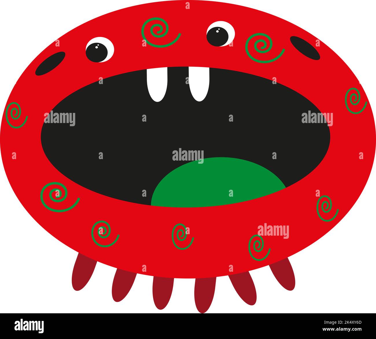 Red oval monster, illustration, vector on a white background Stock ...