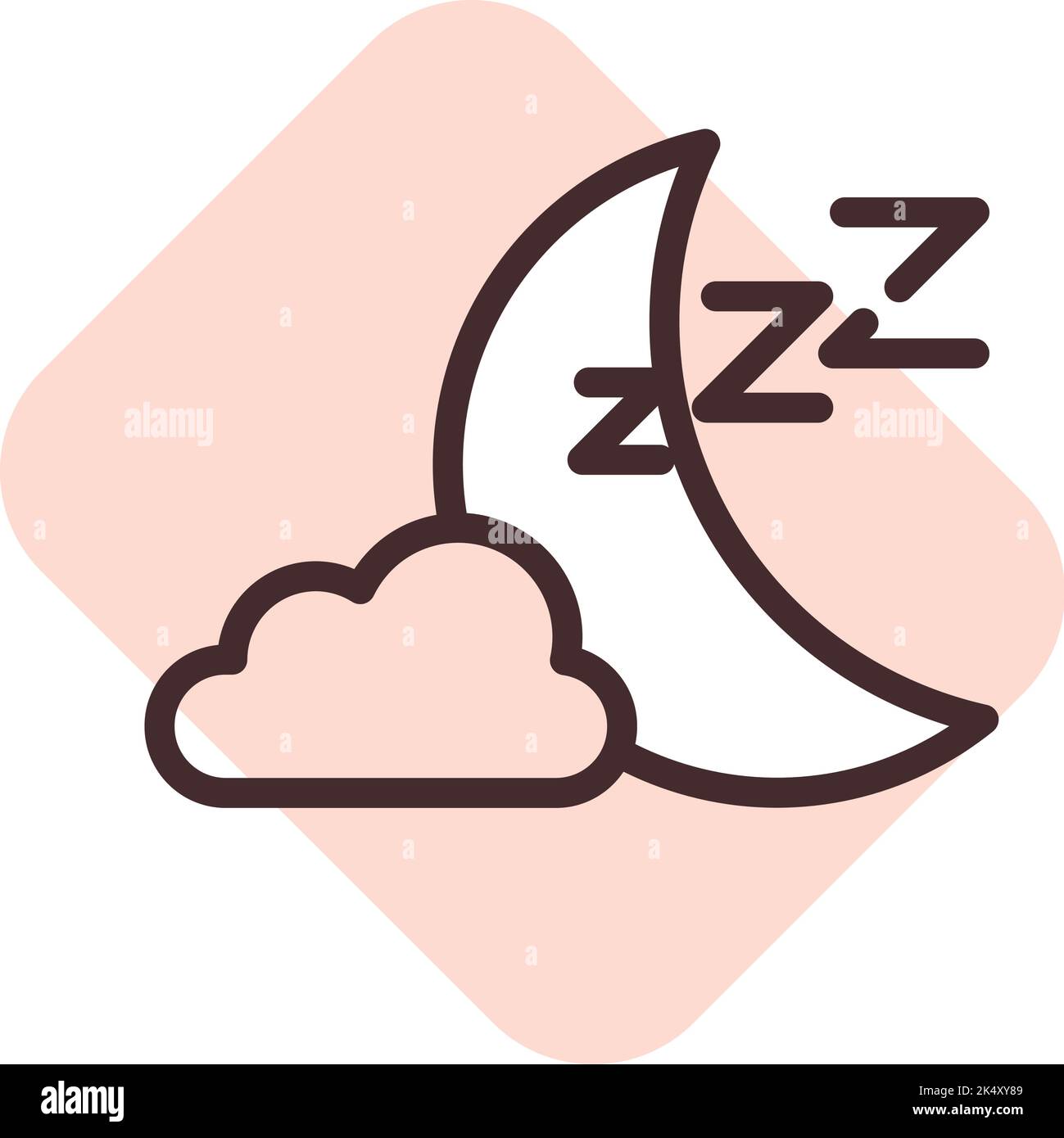 Sleep moon with cloud, illustration, vector on a white background Stock ...