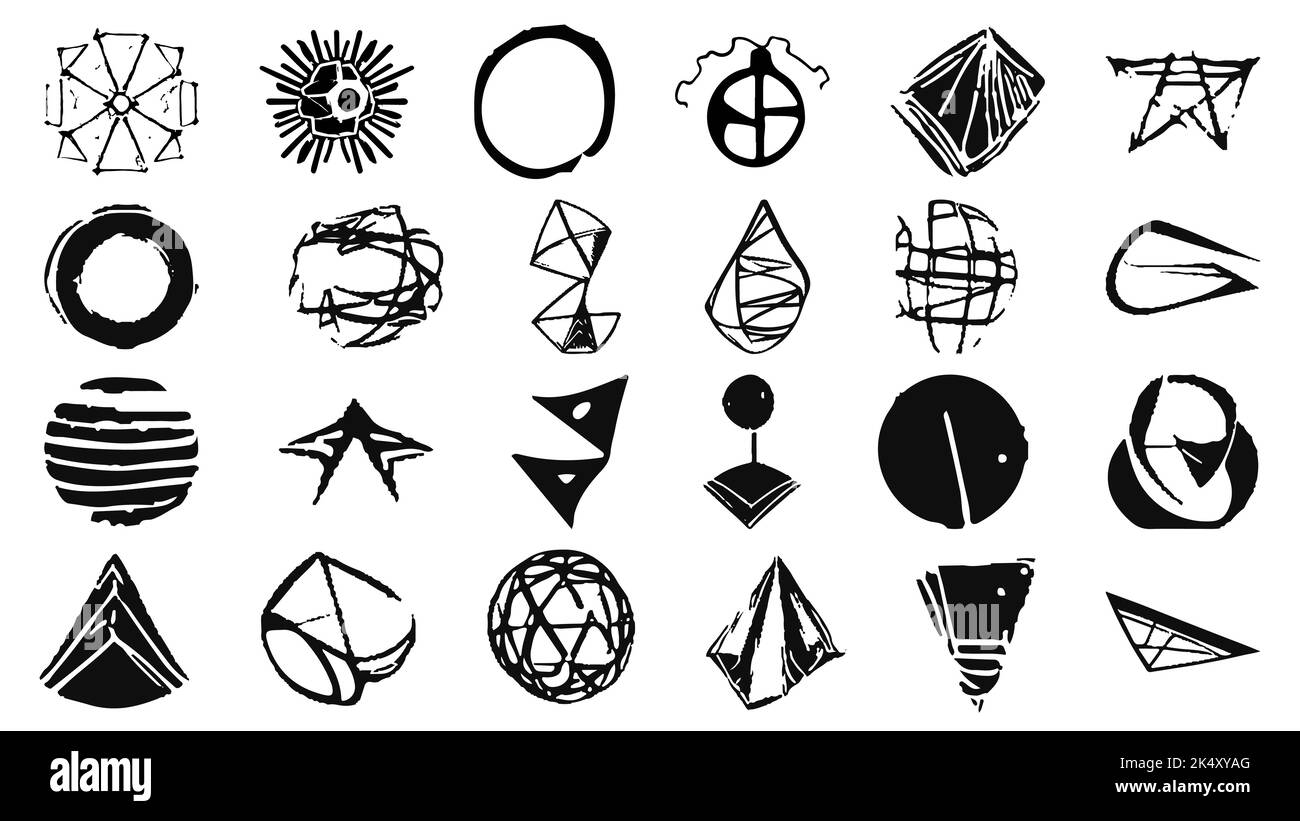 Set of design elements in grunge style. Irregular shapes and rough ...