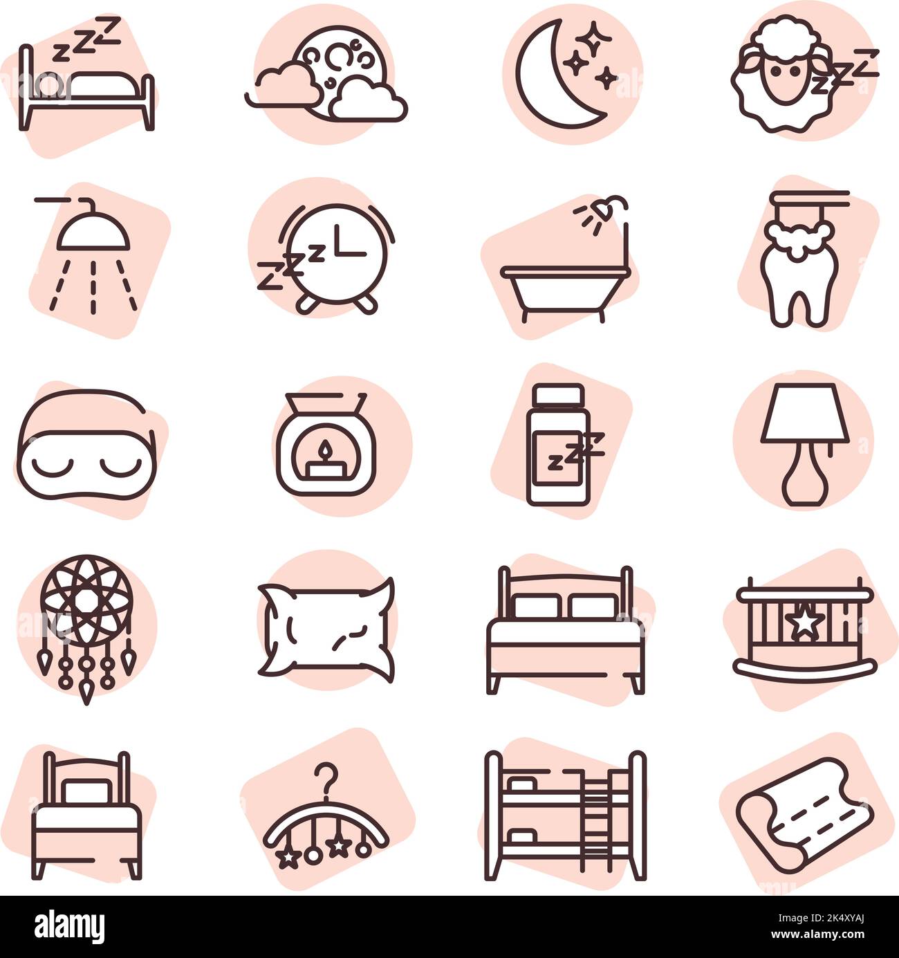 Sleep icon set, illustration, vector on a white background Stock Vector ...