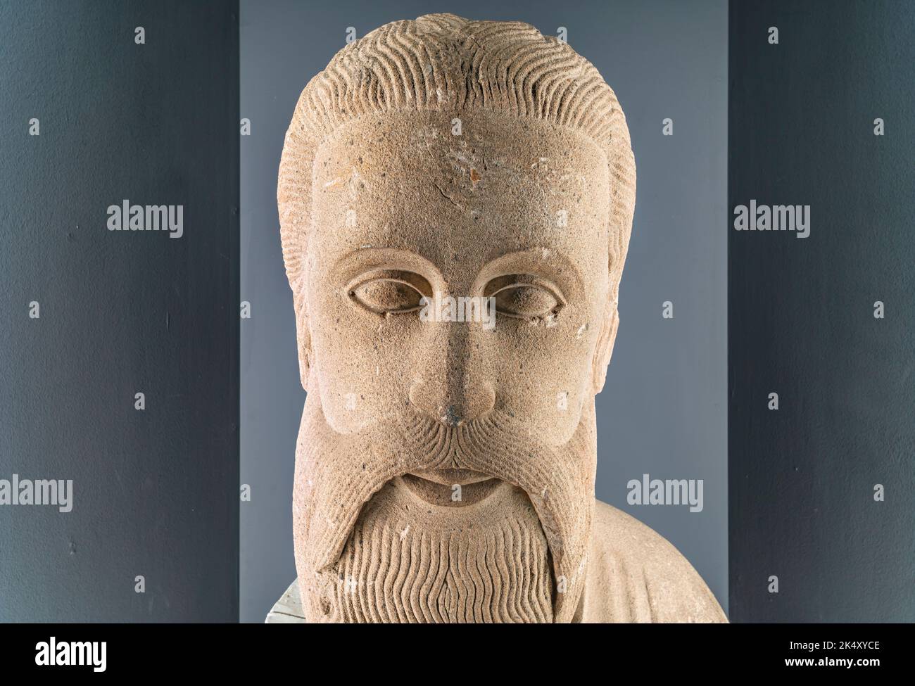 nagasaki, kyushu - dec 11 2021: Close up of remains stone sculpture of ...
