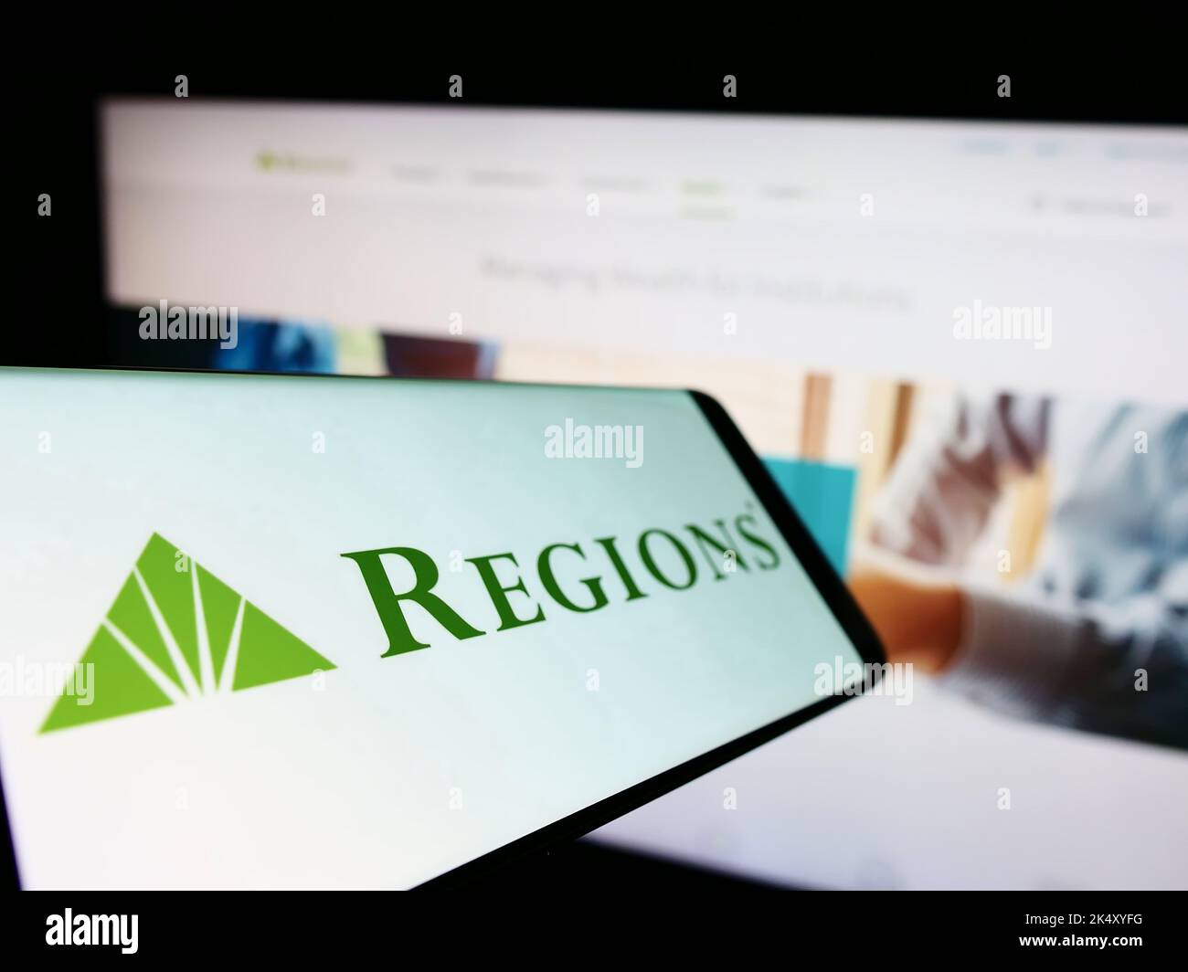 Smartphone with logo of US banking company Regions Financial ...