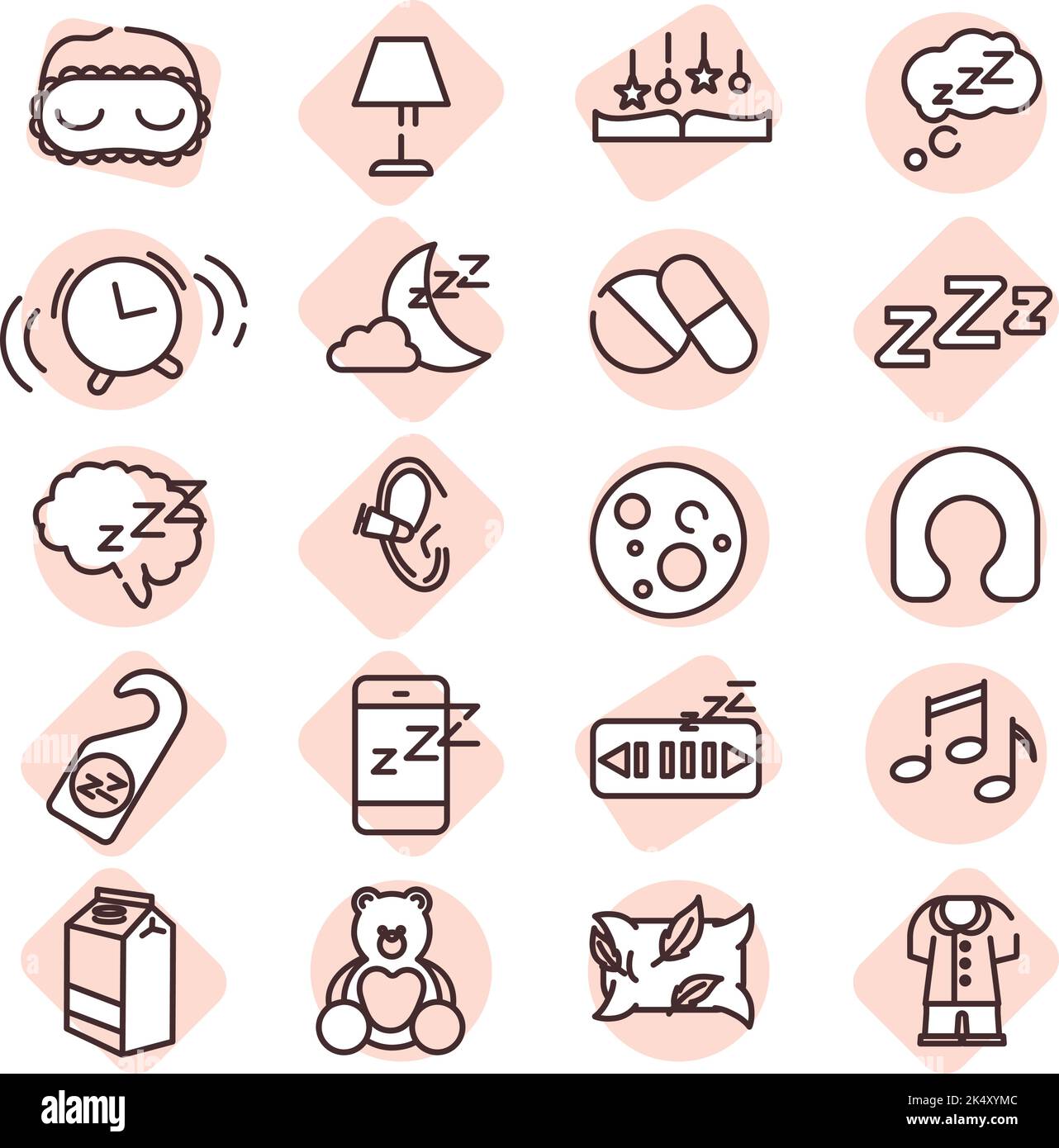 Sleep icon pack, illustration, vector on a white background Stock ...