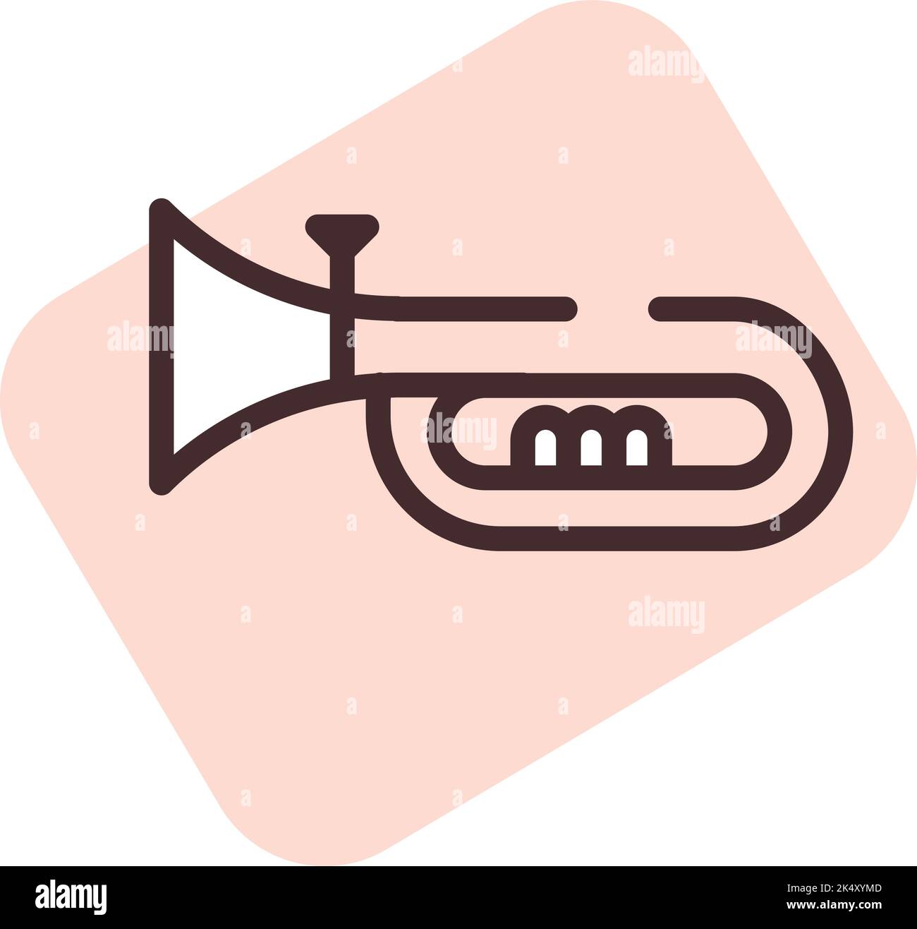 Classic trumpet music, illustration, vector on a white background Stock ...