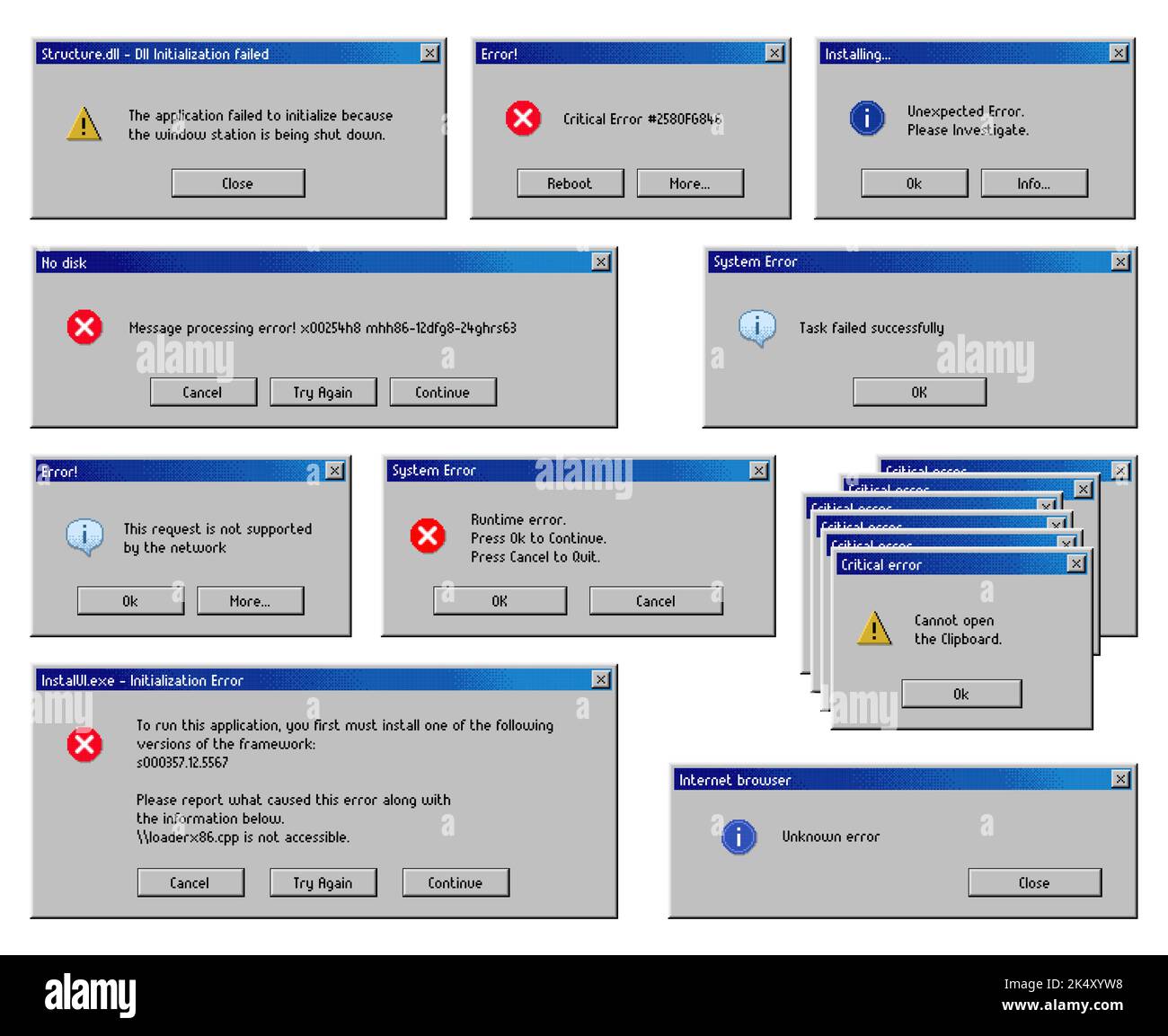 Error Message Windows Computer System Warning Vector PC Alert Popup Error Message Windows Computer System Warning Vector PC Alert Popup