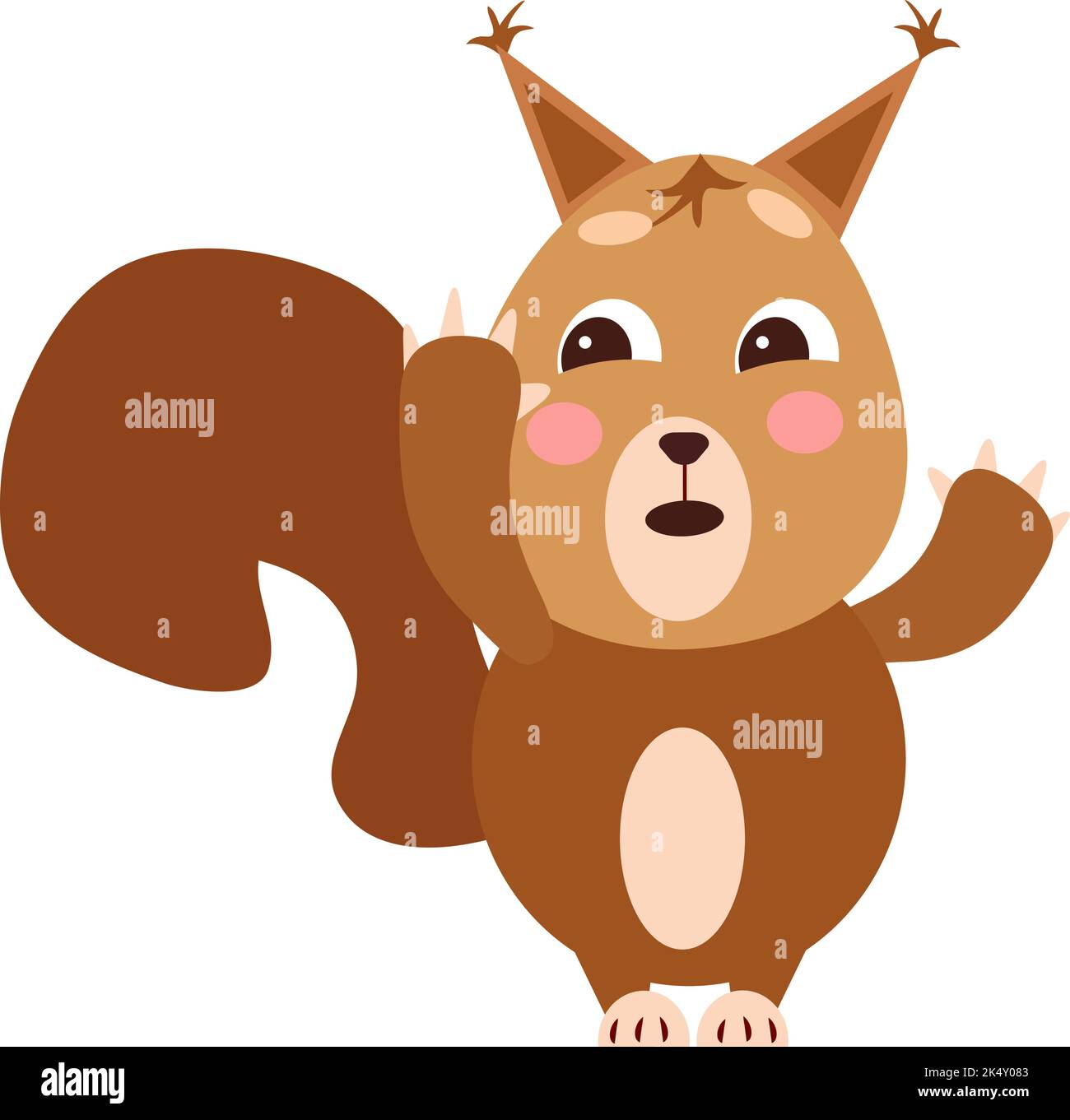 Embarrassed squirrel, illustration, vector on a white background Stock ...