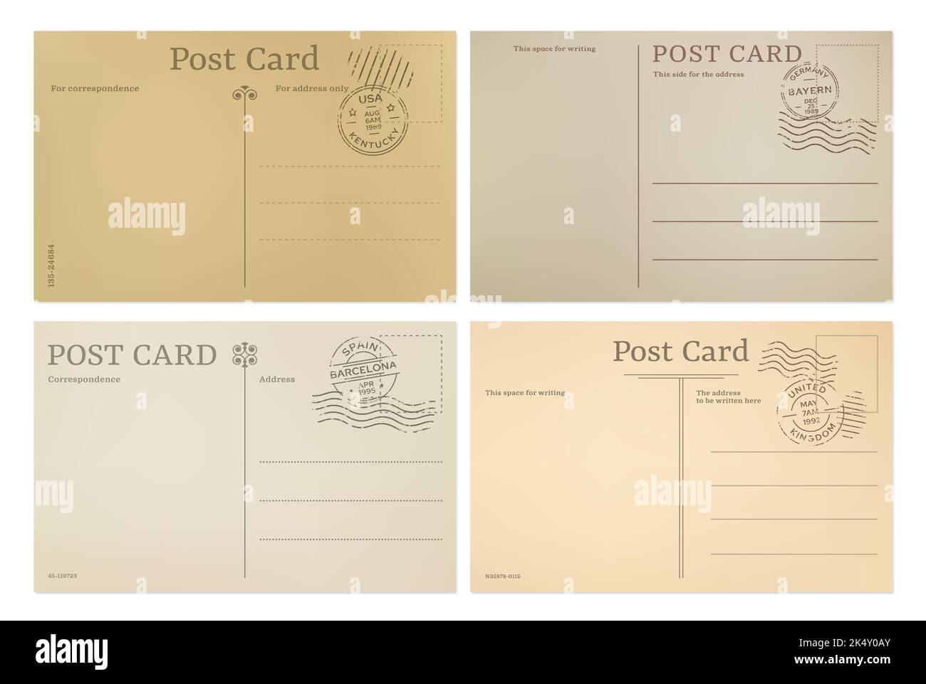 Vintage postcard, post card templates of back background, vector postal ...