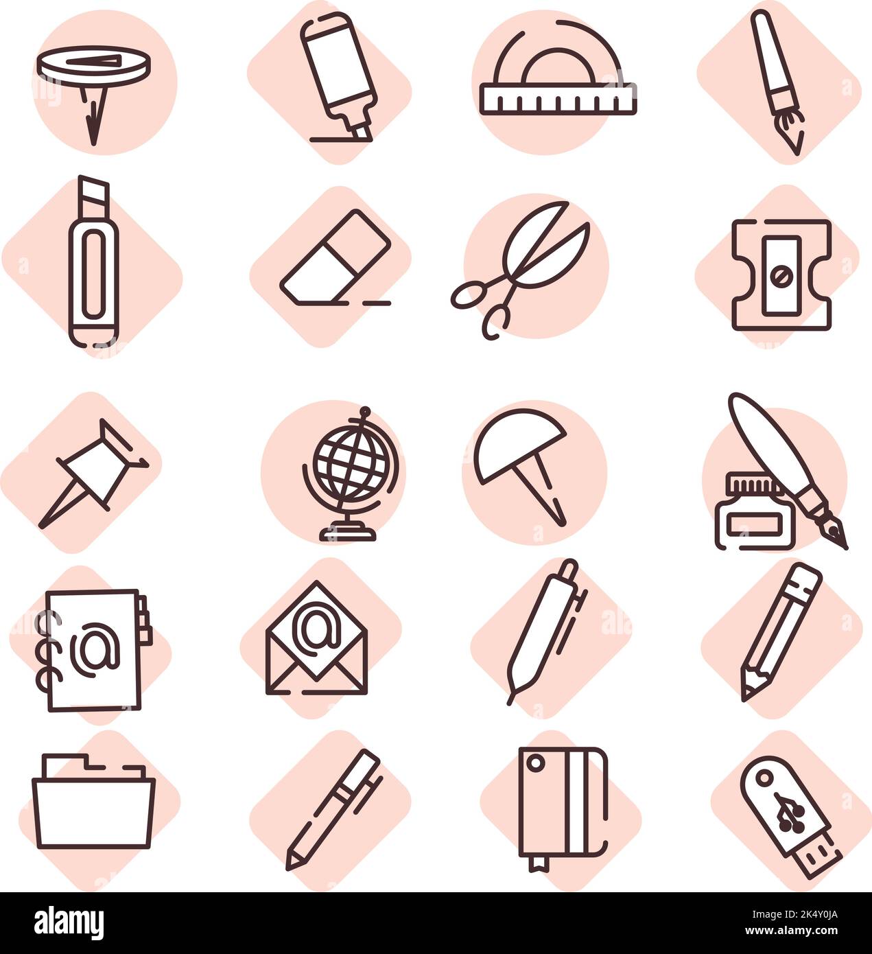 Stationery elements, illustration, vector on a white background Stock ...