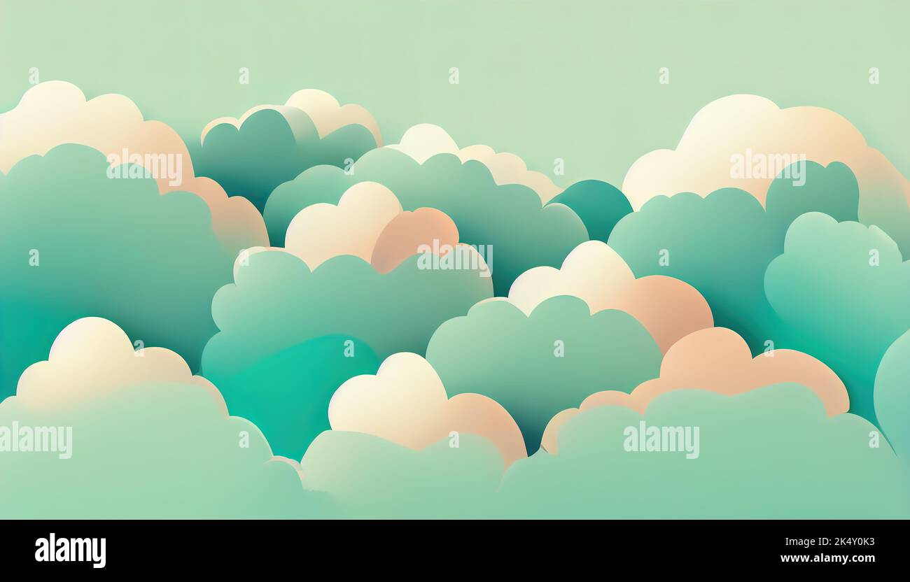 Clouds layered flat illustration pattern. Digital illustration Stock ...