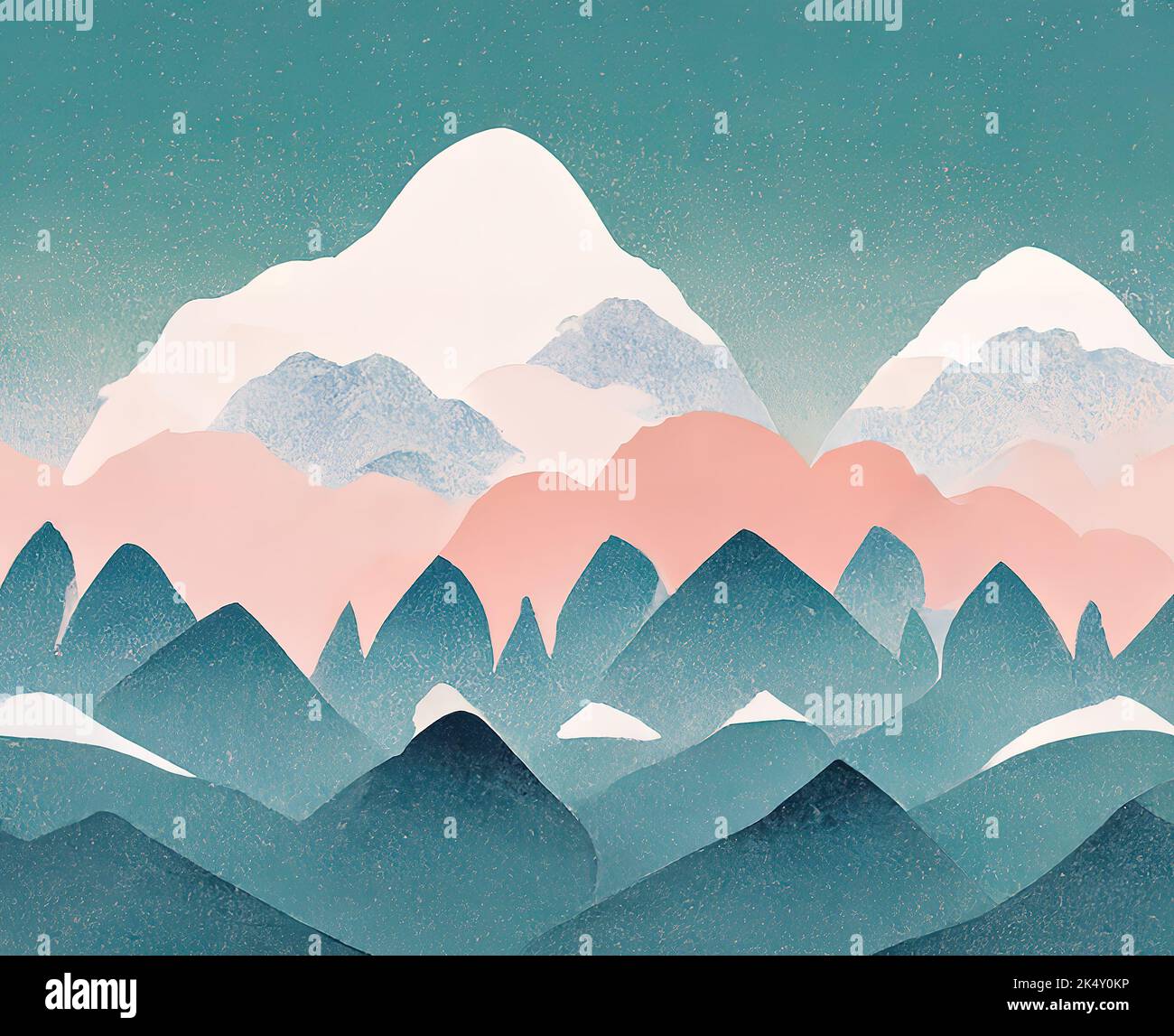 Snowy mountains simple landscape illustration. Digital illustration ...