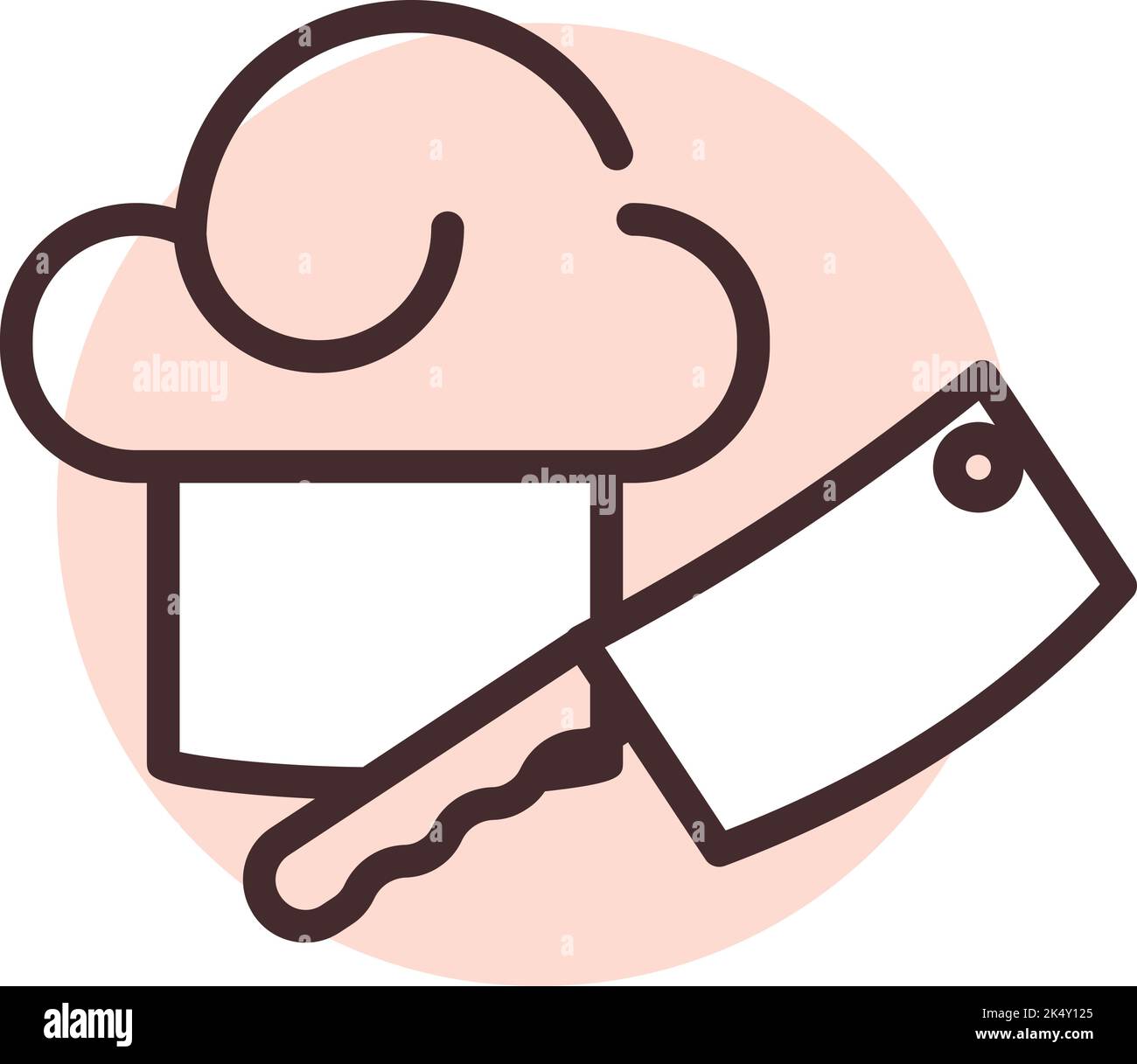 Restaurant chef hat and cleaver, illustration, vector on a white ...