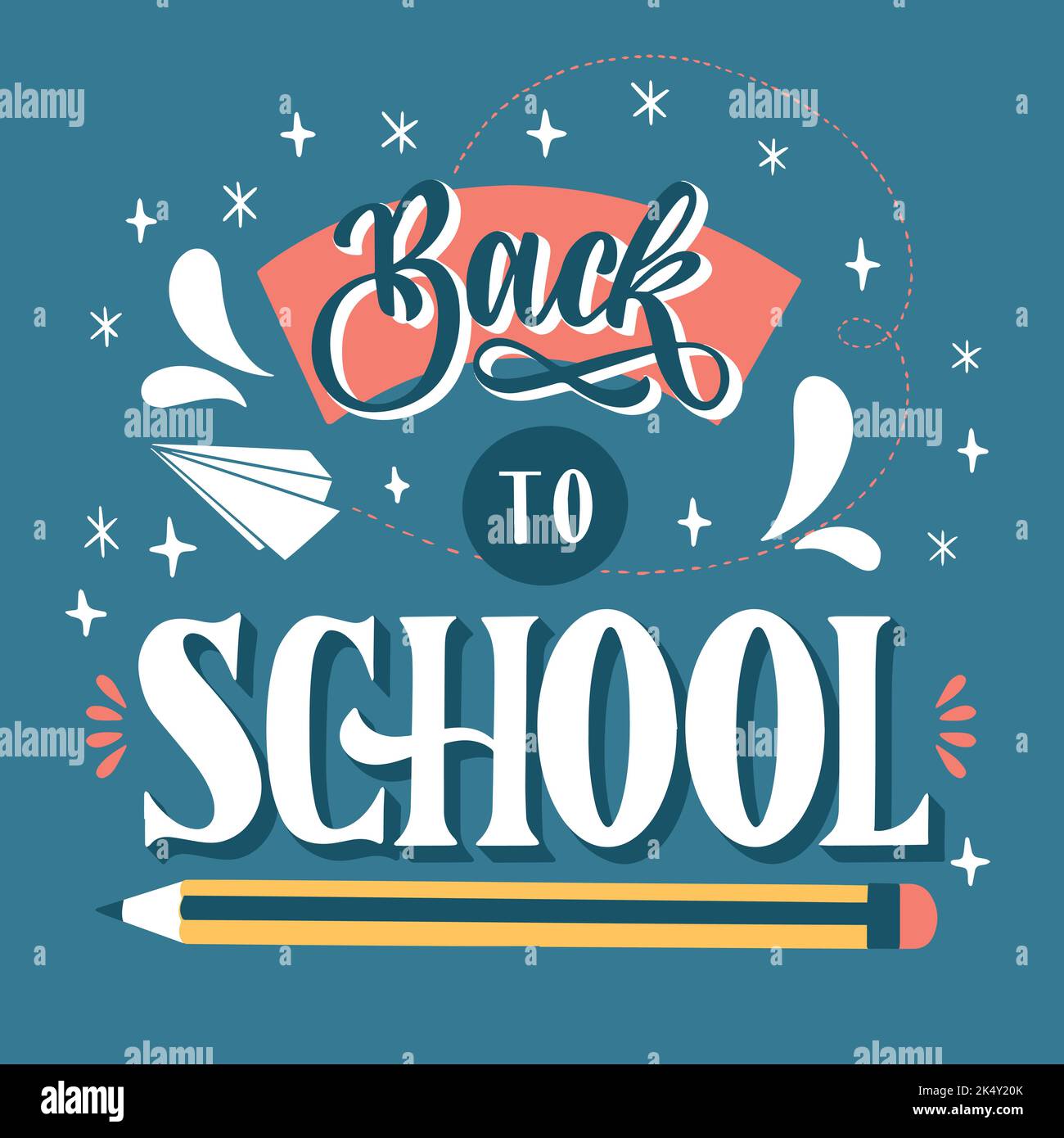 hand drawn back school lettering vector design illustration Stock ...