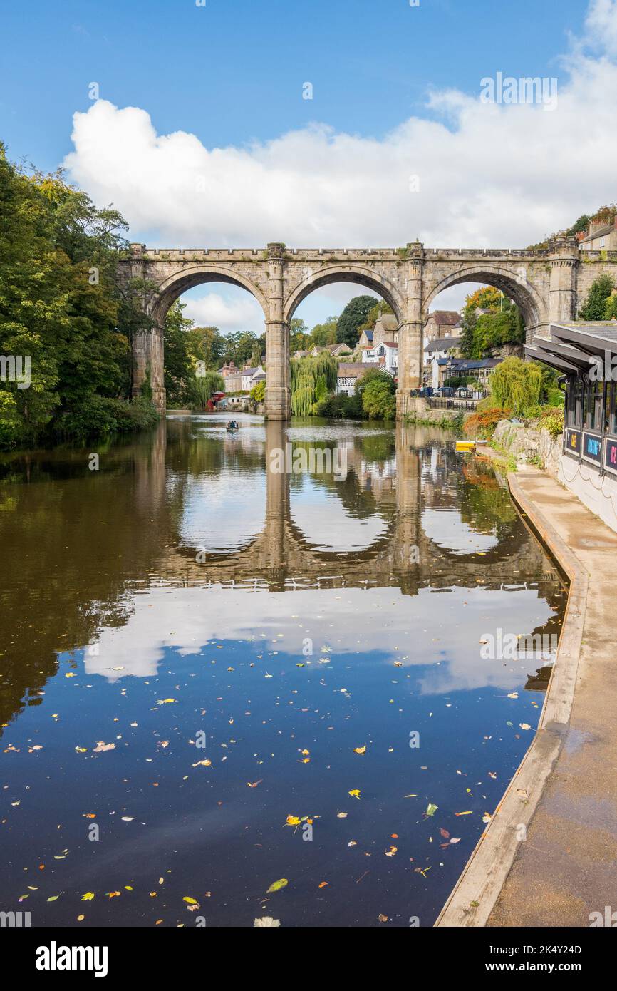 Knaresborough Viaduct and river side walk along the river Nidd with ...
