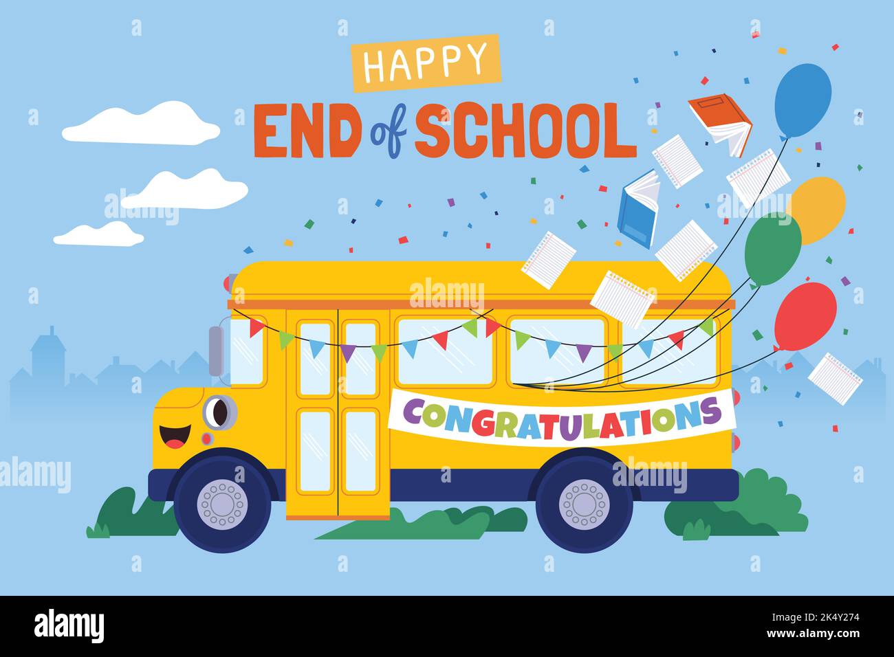 flat end school background vector design illustration Stock Vector ...