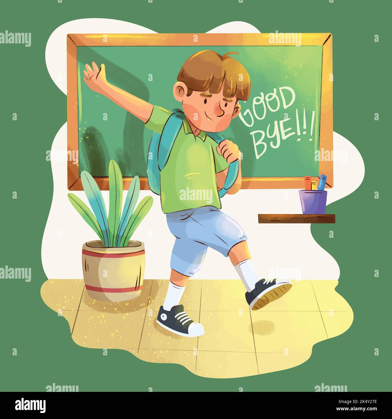 watercolor end school vector design illustration Stock Vector Image ...