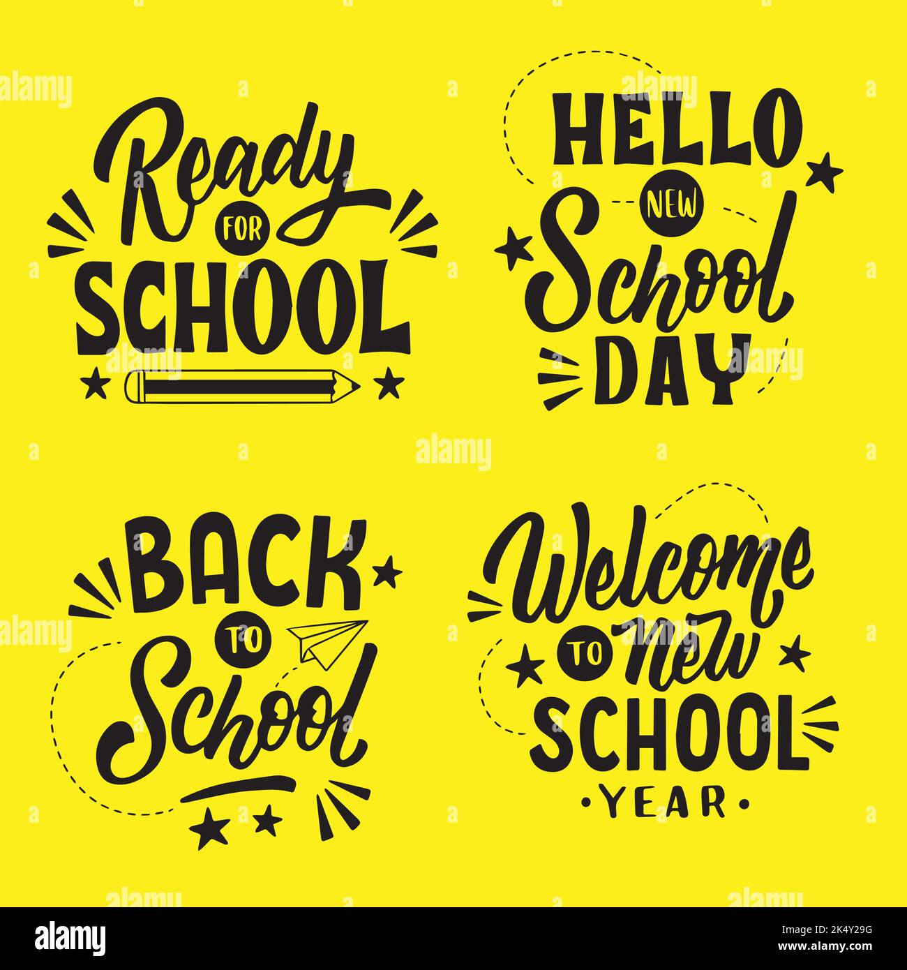 Title: back school lettering set vector design illustration Stock ...
