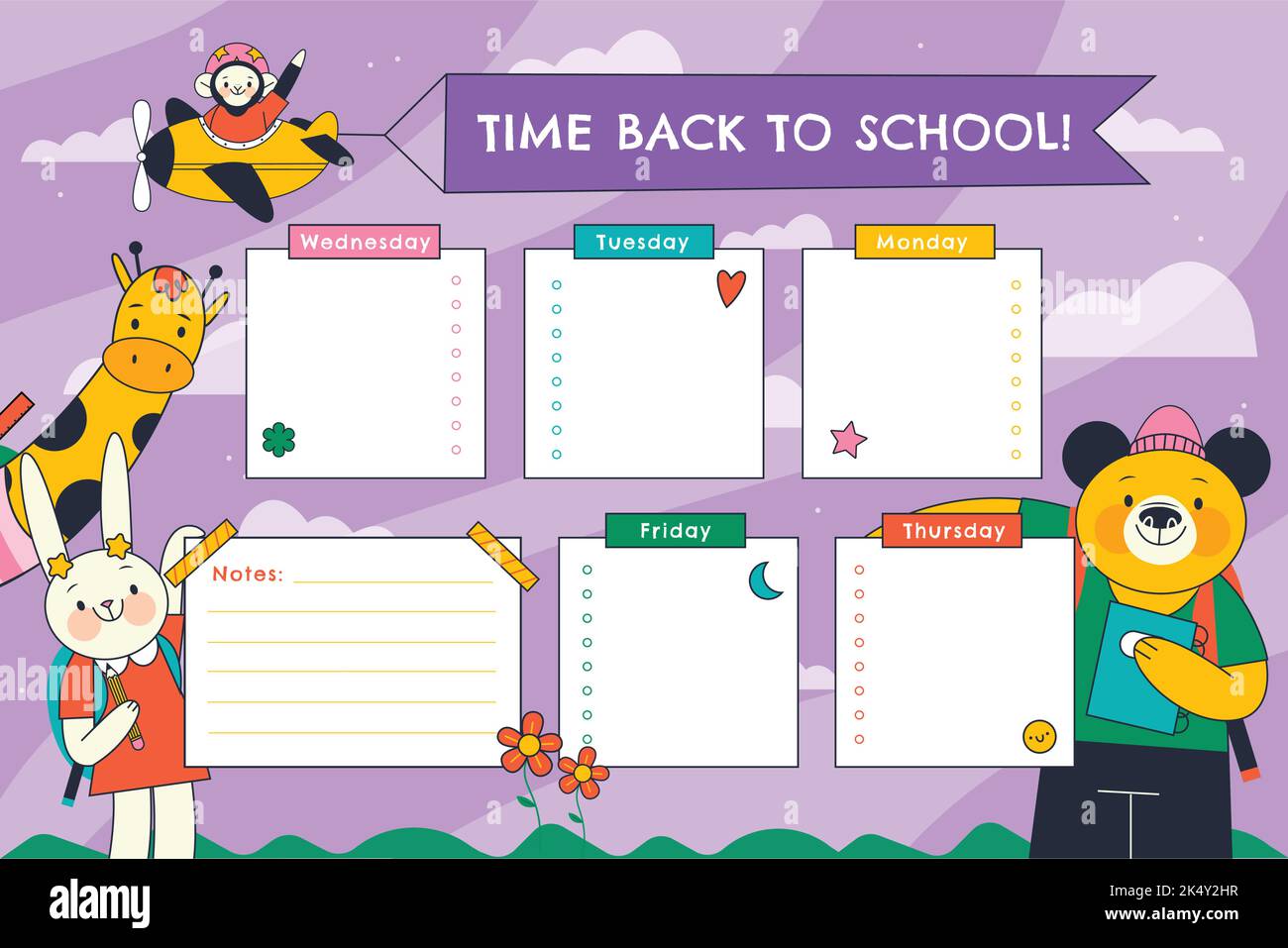 back school timetable template vector design illustration Stock Vector ...