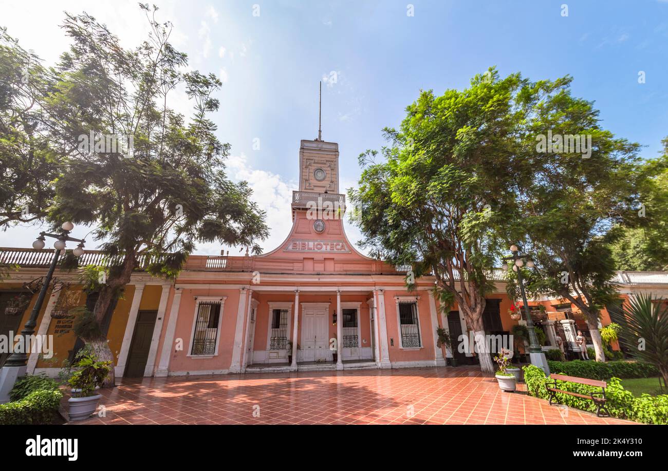 Library and Main Park of the tourist district of Barranco, Lima Peru ...