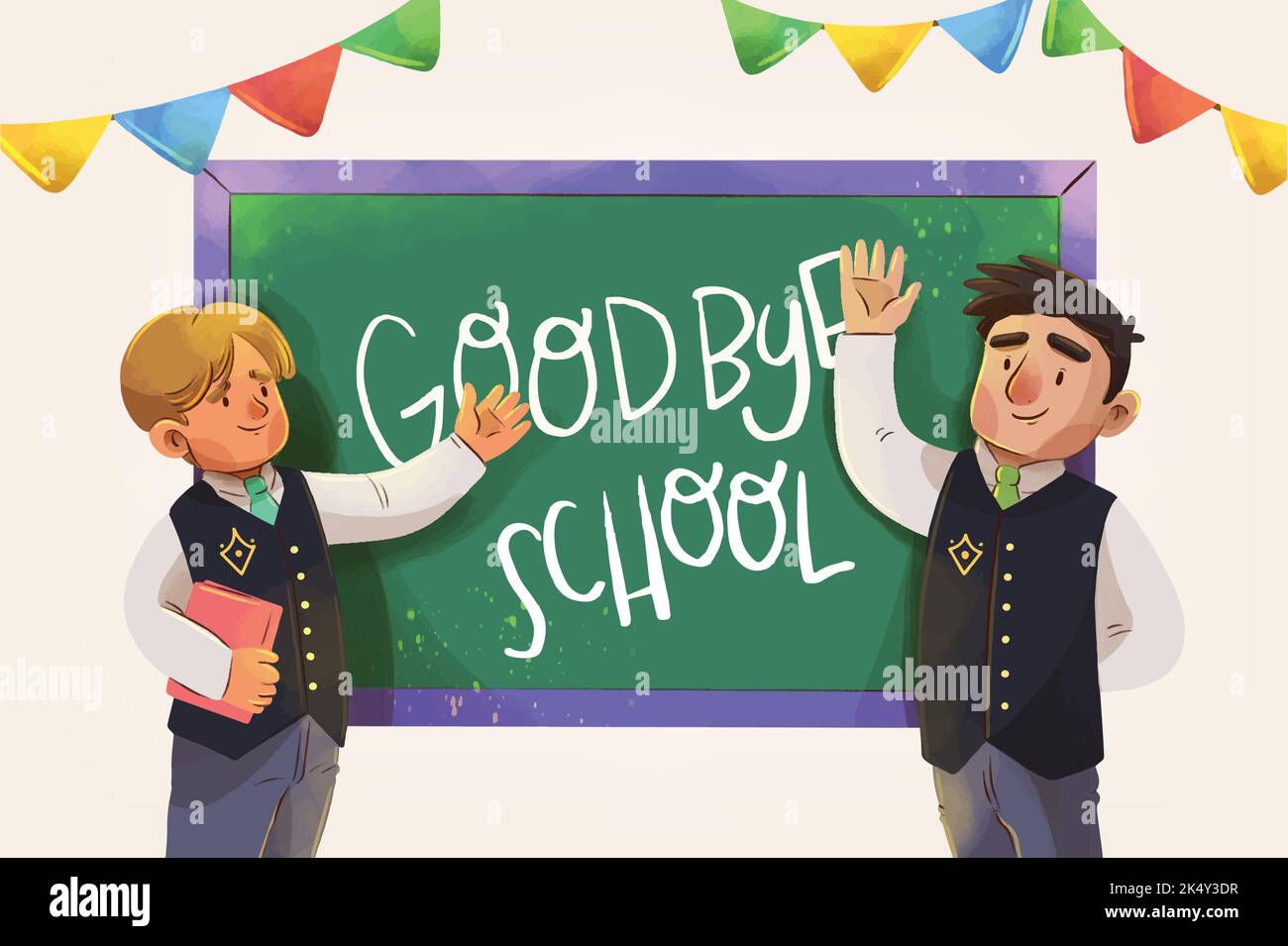 watercolor end school background vector design illustration Stock ...