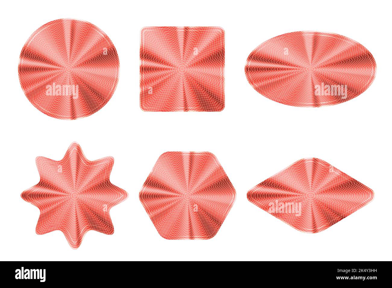 Red stickers set. Label gradient stamps. Metal textured badges ...