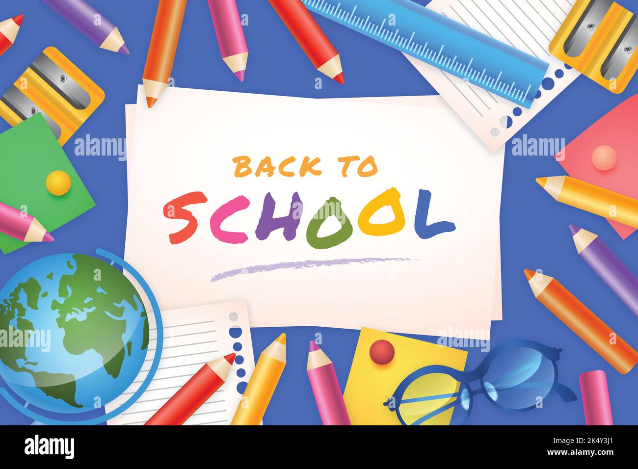 realistic back school background vector design illustration Stock ...