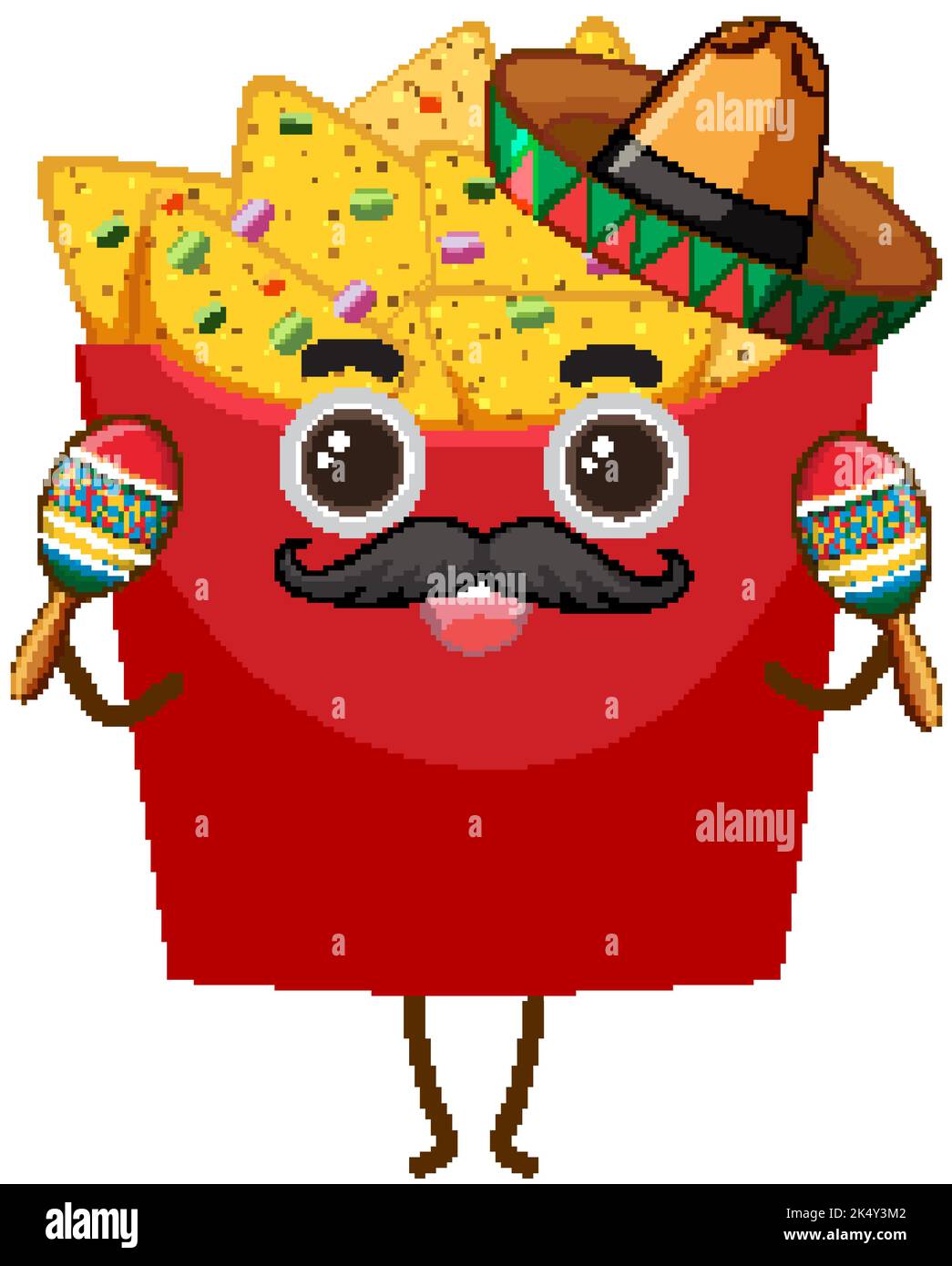 Nachos in red box cartoon character illustration Stock Vector Image ...