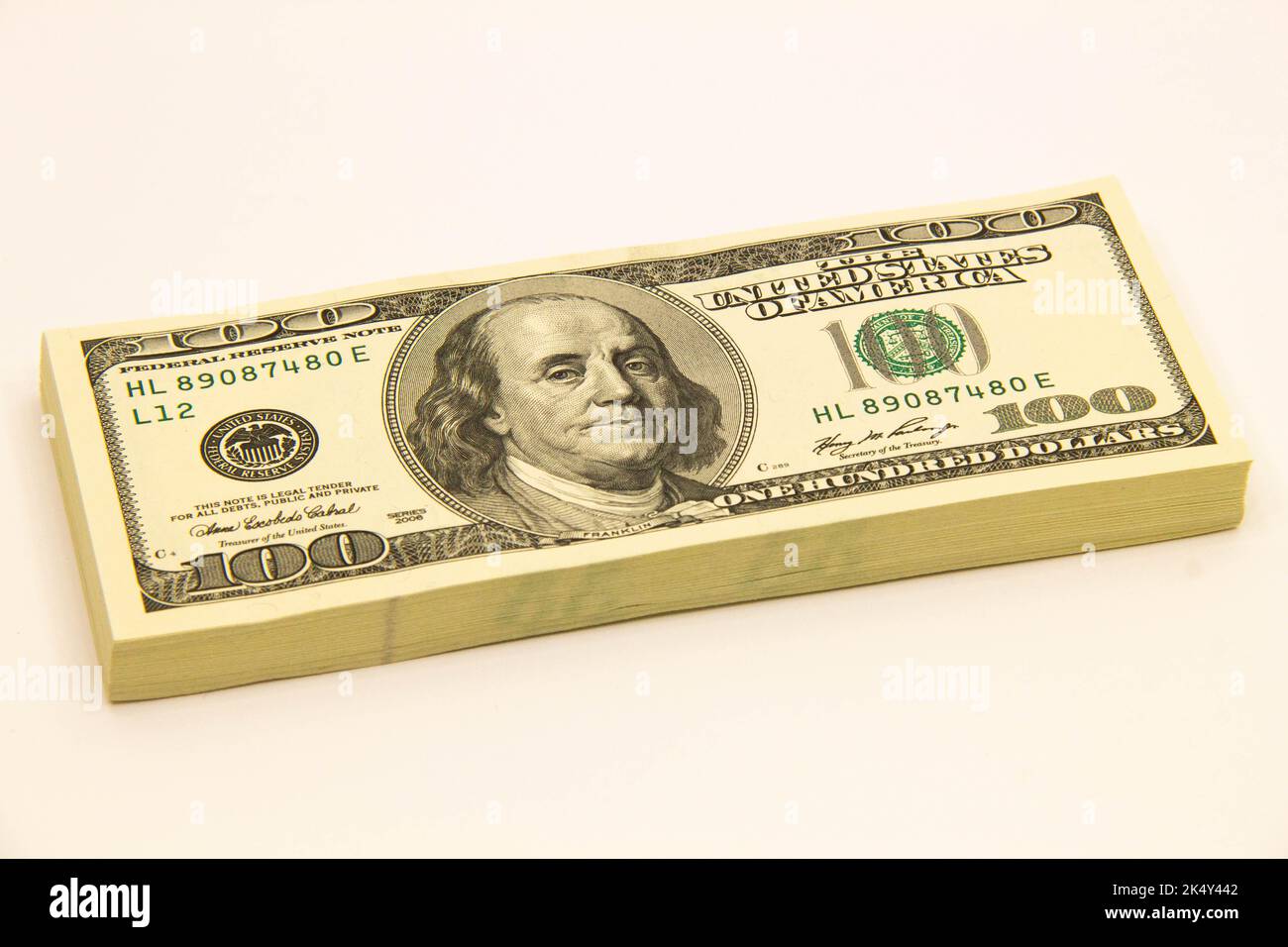 Bundle of dollars on a white background. Isolated. Stack of dollars. US ...