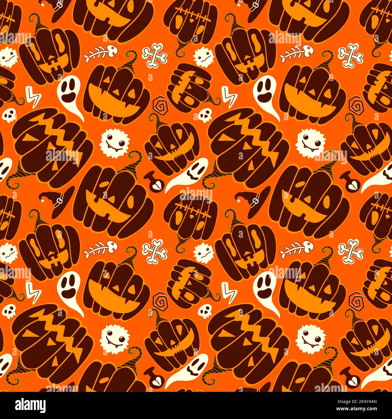 Halloween seamless pumpkins pattern for fabrics and wrapping paper and ...