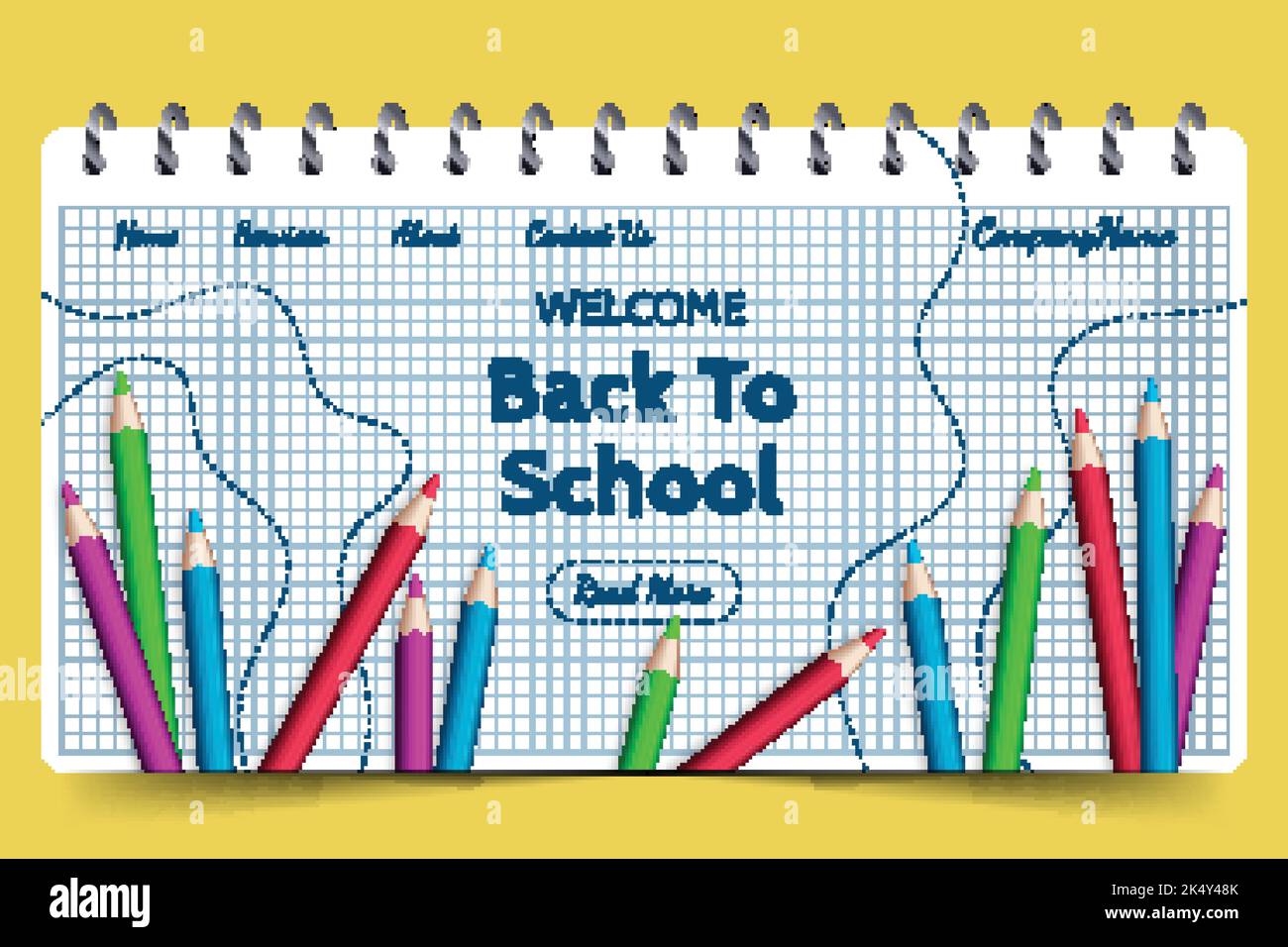 realistic back school landing page template vector design illustration ...